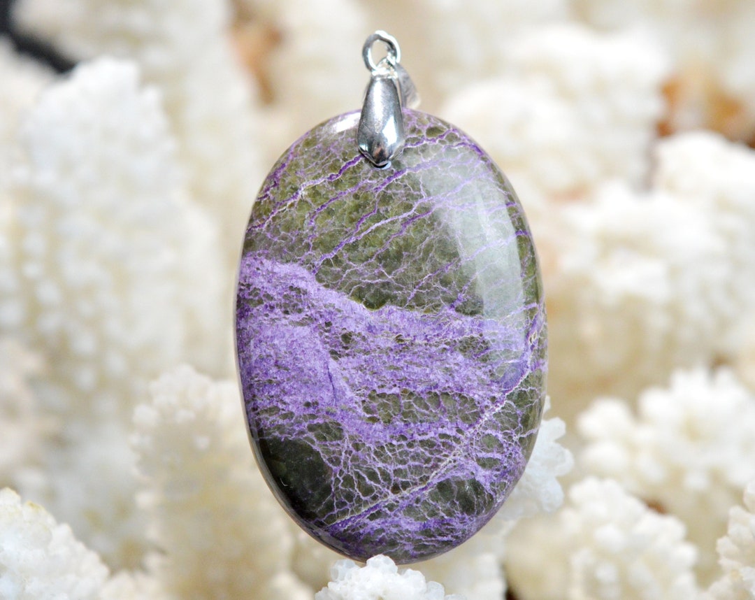 Stichtite & Serpentine 63 Carats Natural Stone Cabochon Pendant ...