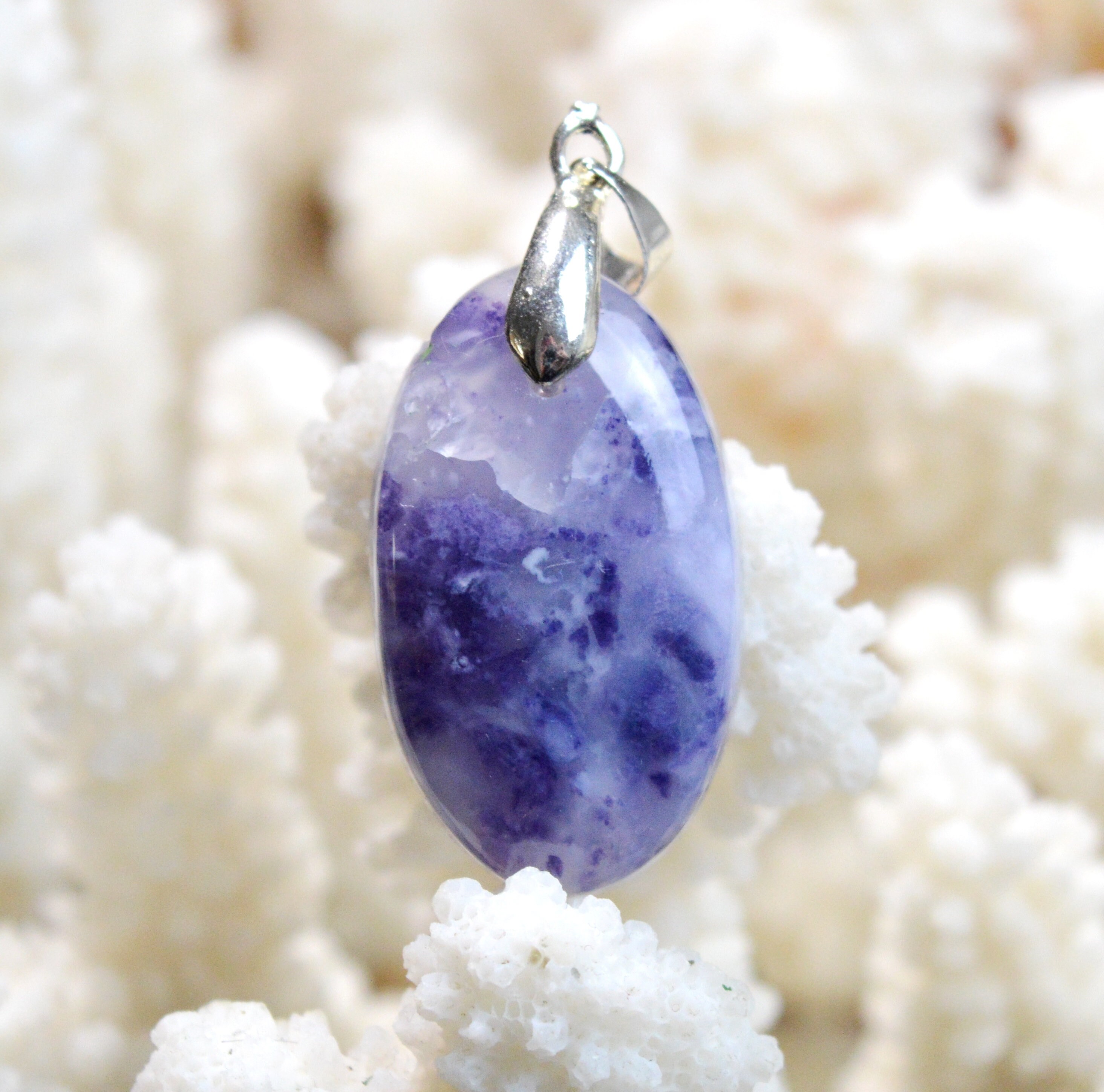 Bertrandite / Tiffany Stone 30 carat - natural stone cabochon pendant ...