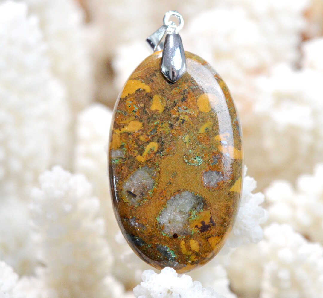 53-carat "bamboo" Jasper - Natural Stone Cabochon Pendant - Indonesia ...