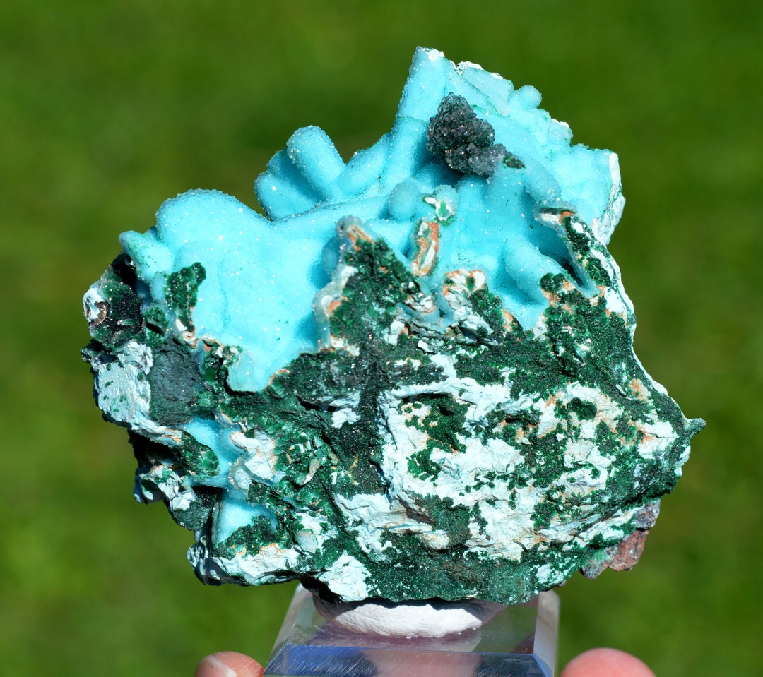 Chrysocolla After Malachite After Anhydrite & Quartz 270 Grams Tenke-fungurume Area, Lualaba, DR ...