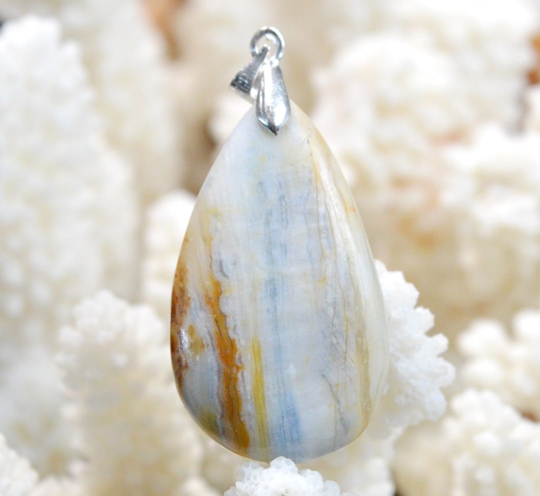 55 Carat Blue Scheelite - Natural Stone Cabochon Pendant - Türkiye ...