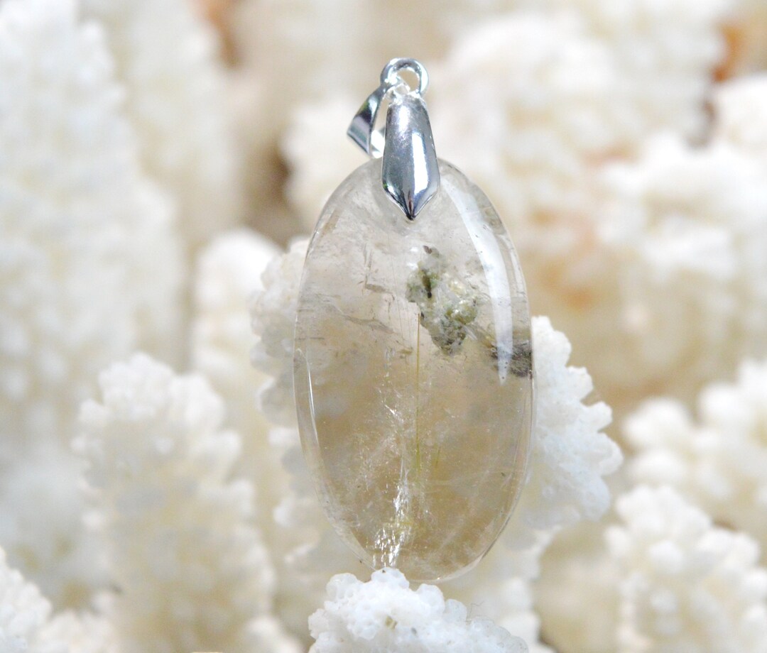 40 Carat Rutilated Quartz - Natural Stone Cabochon Pendant - Brazil ...