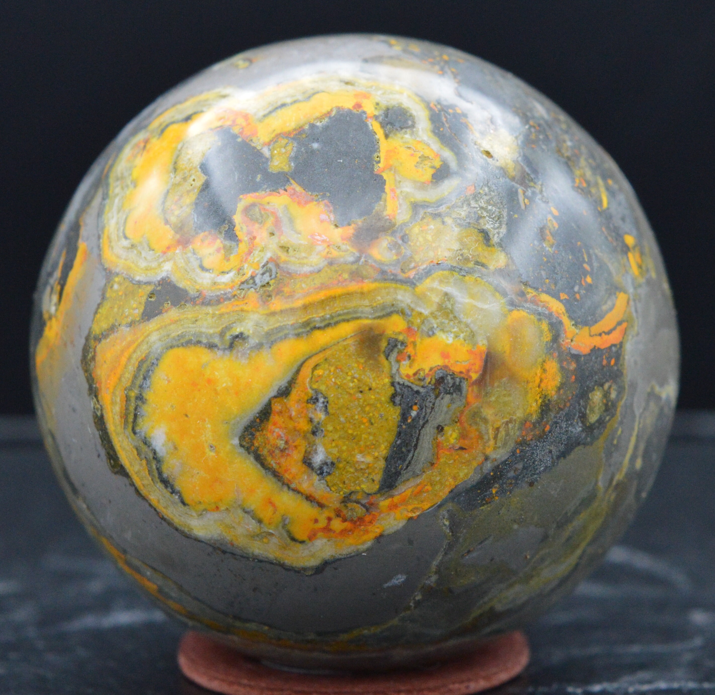 Sphere - Jasper Bumblebee 111 grams - Natural round ball Bumblebee Jasper