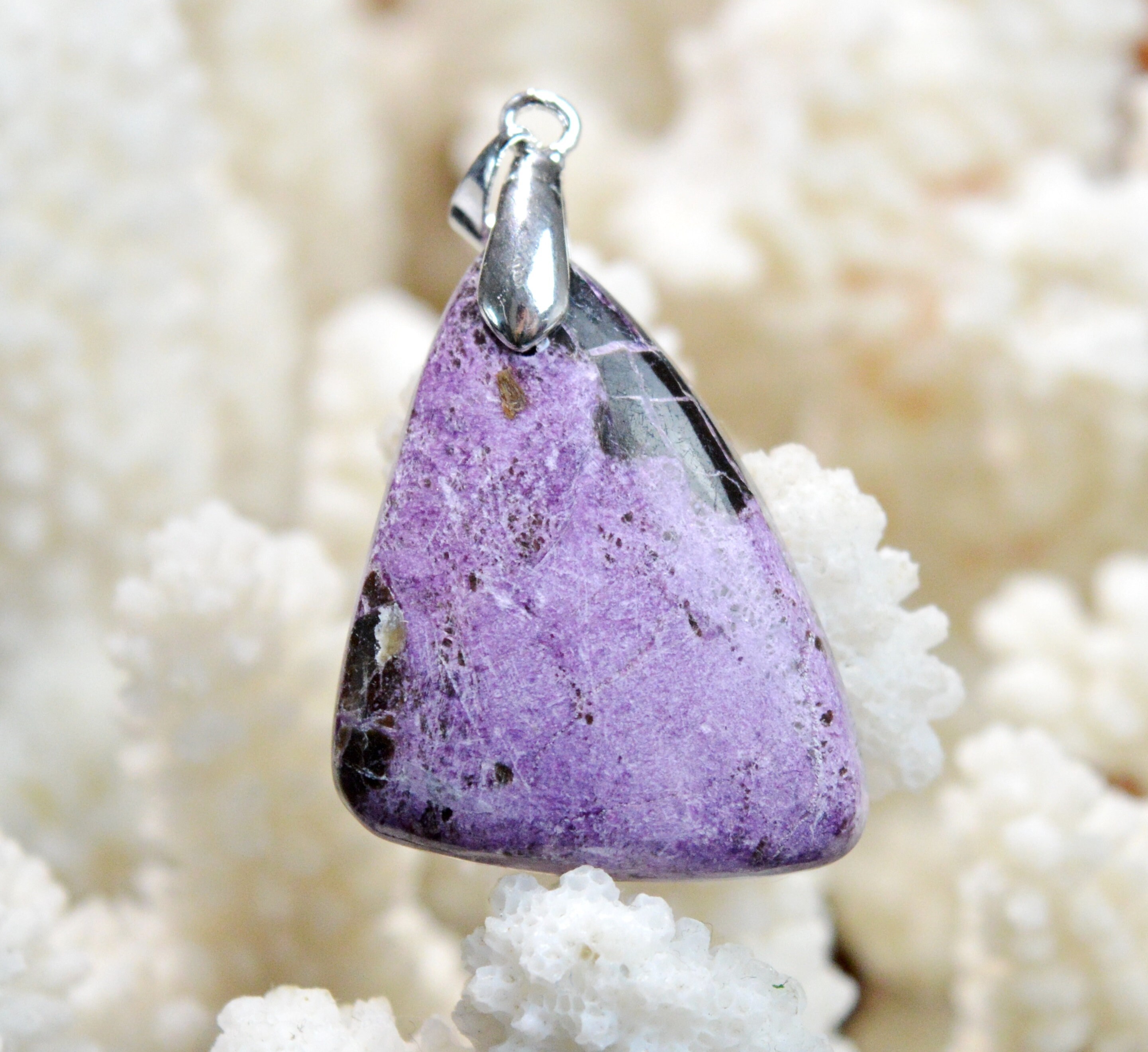 Stichtite & Serpentine 33 carats - natural stone cabochon pendant ...