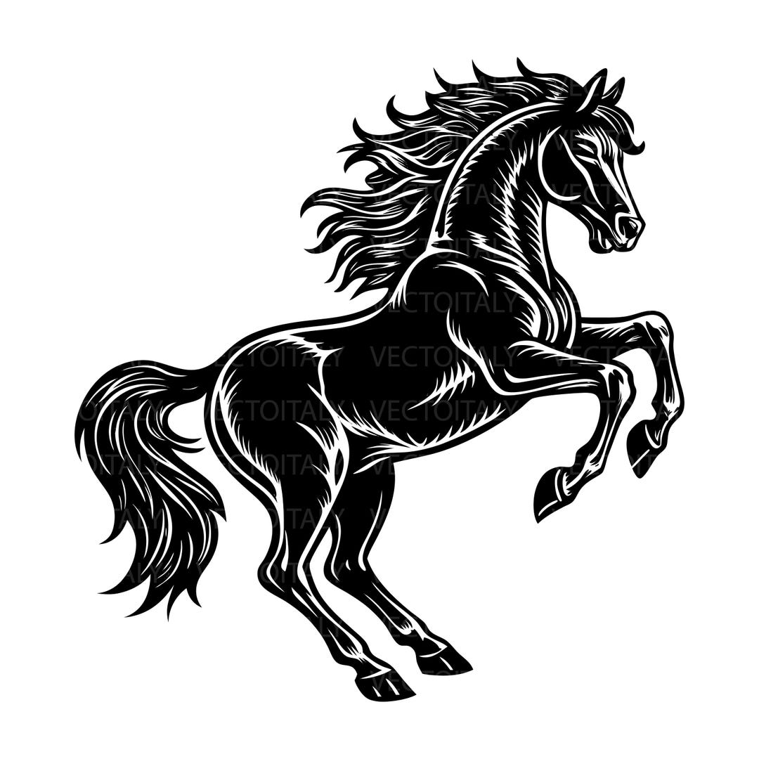 Standing Horse Svg, Prancing Horse Svg, Stallion. Vector Cut File for ...