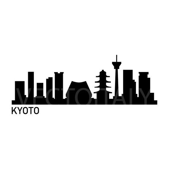 Skyline Kyoto Illustrated in Vector and Available in SVG PDF - Etsy