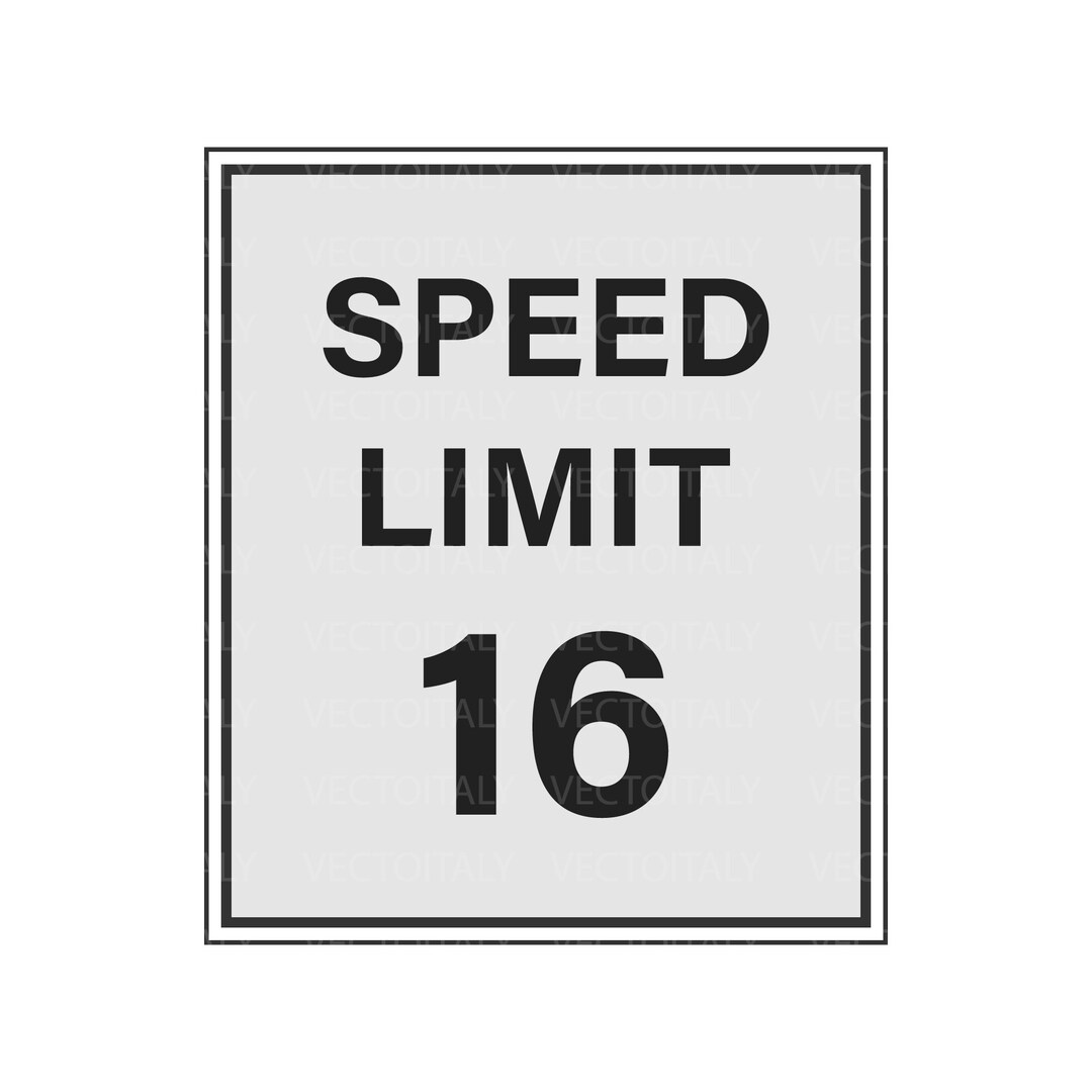 Speed Limit 16, MPH Speed Limit Sign Svg, Silhouette Shadow SVG Cut ...
