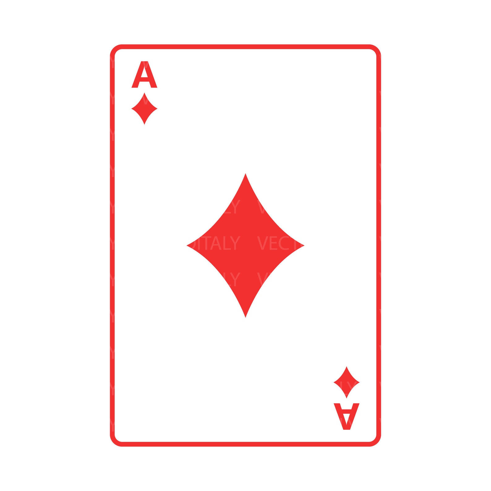 Entertainment Clipart: Simple Bold Red Ace of Diamonds Card With Thin ...