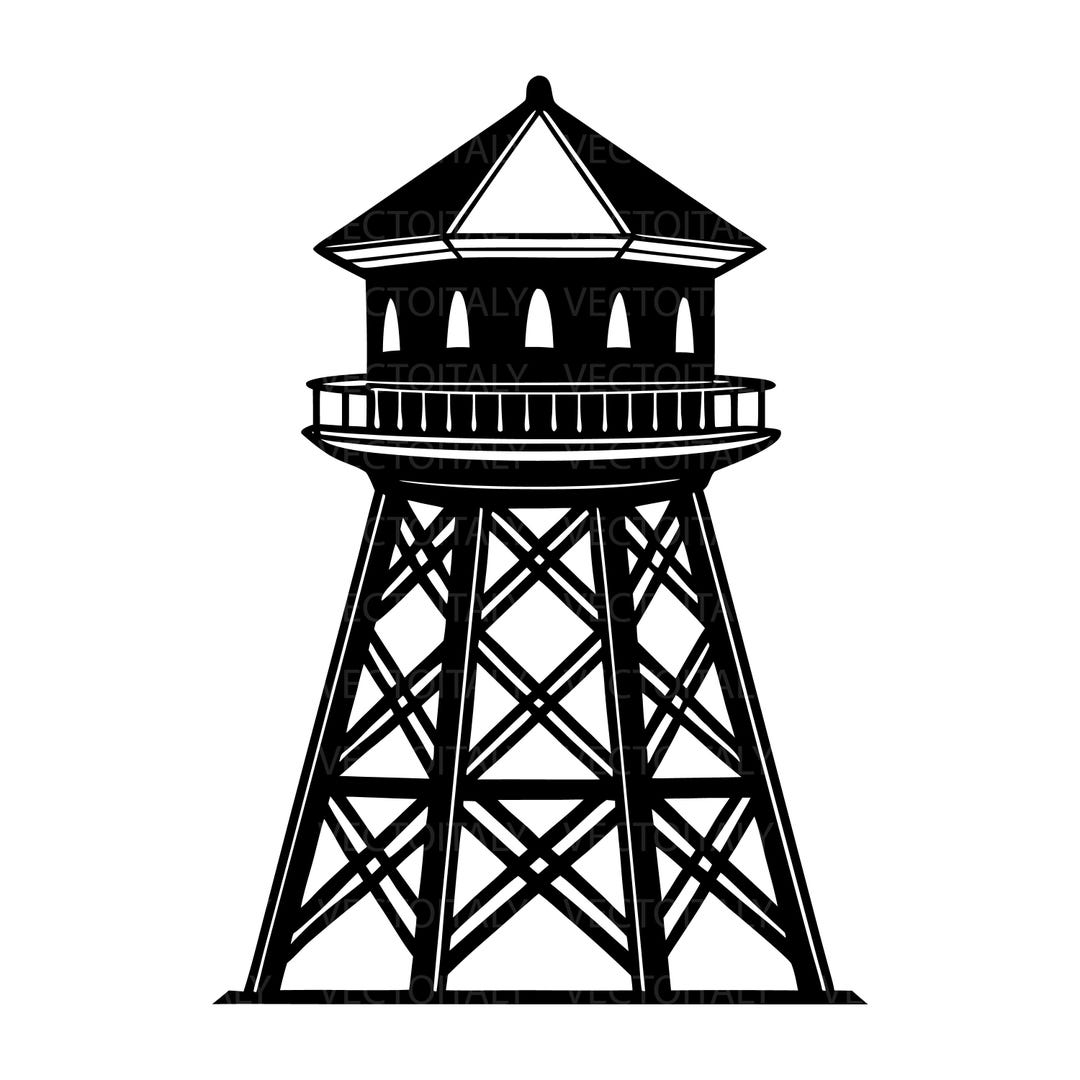 Water Tower SVG: Clipart Cut Files for Cricut, Silhouette, Laser ...