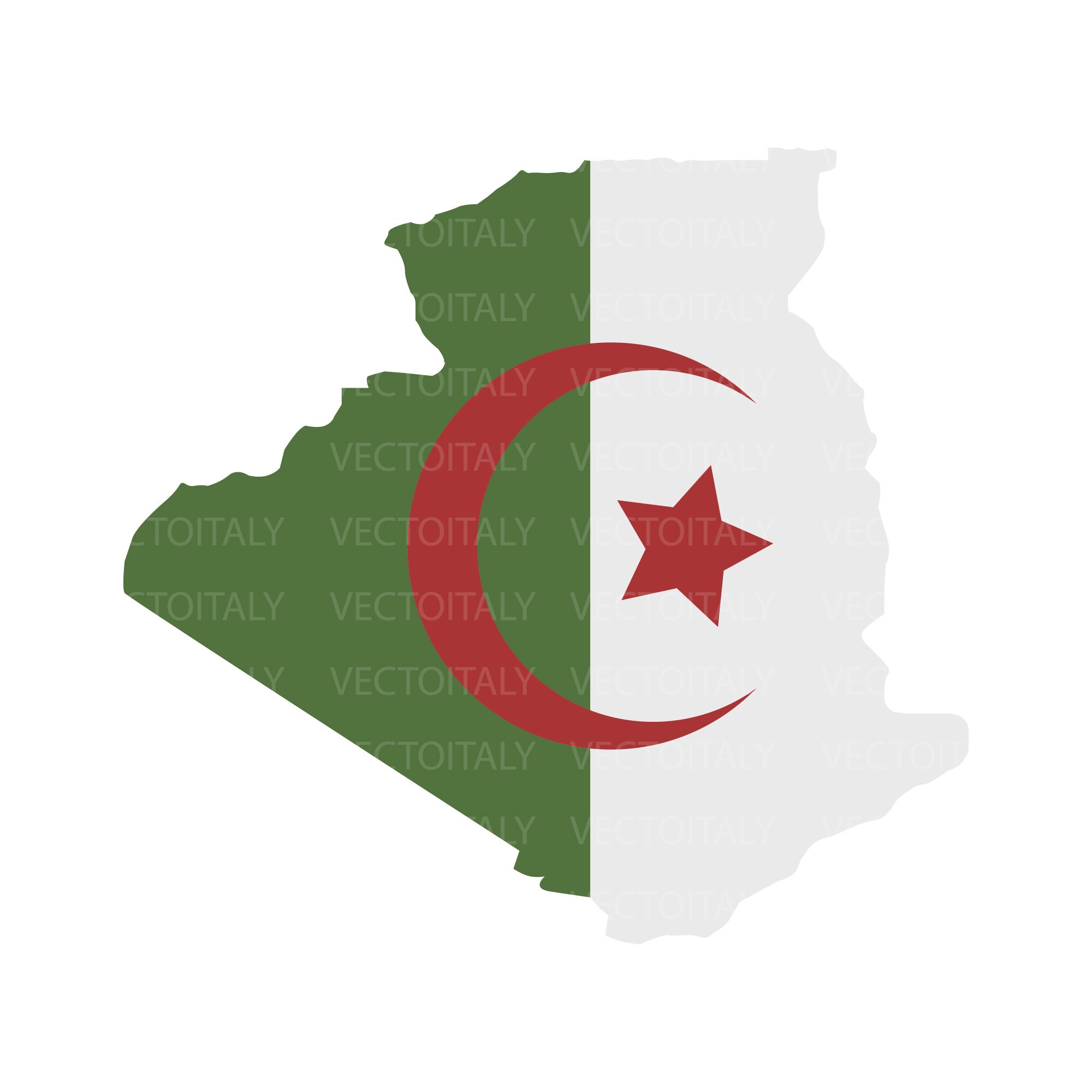 Algeria Map Flag SVG Map of Algeria With the Algerian National Flag ...
