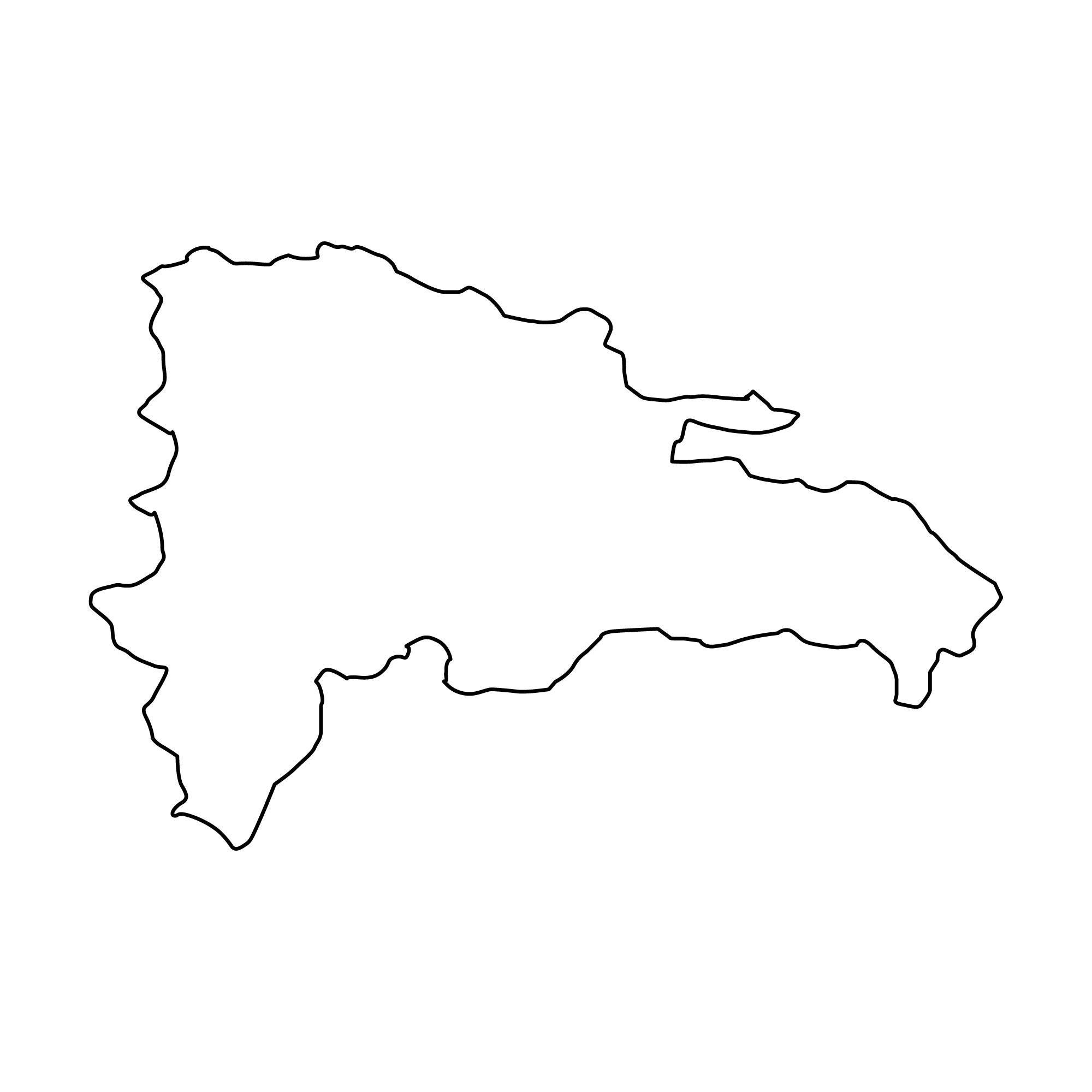 Map of Dominican Republic, Black White Detailed Solid Boundary Line ...