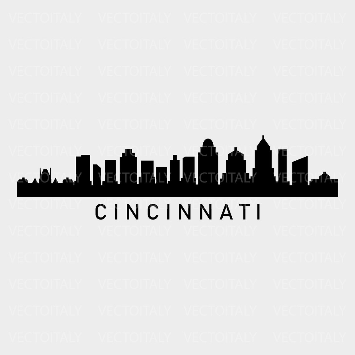 Skyline Cincinnati illustrated in vector and available in SVG | Etsy