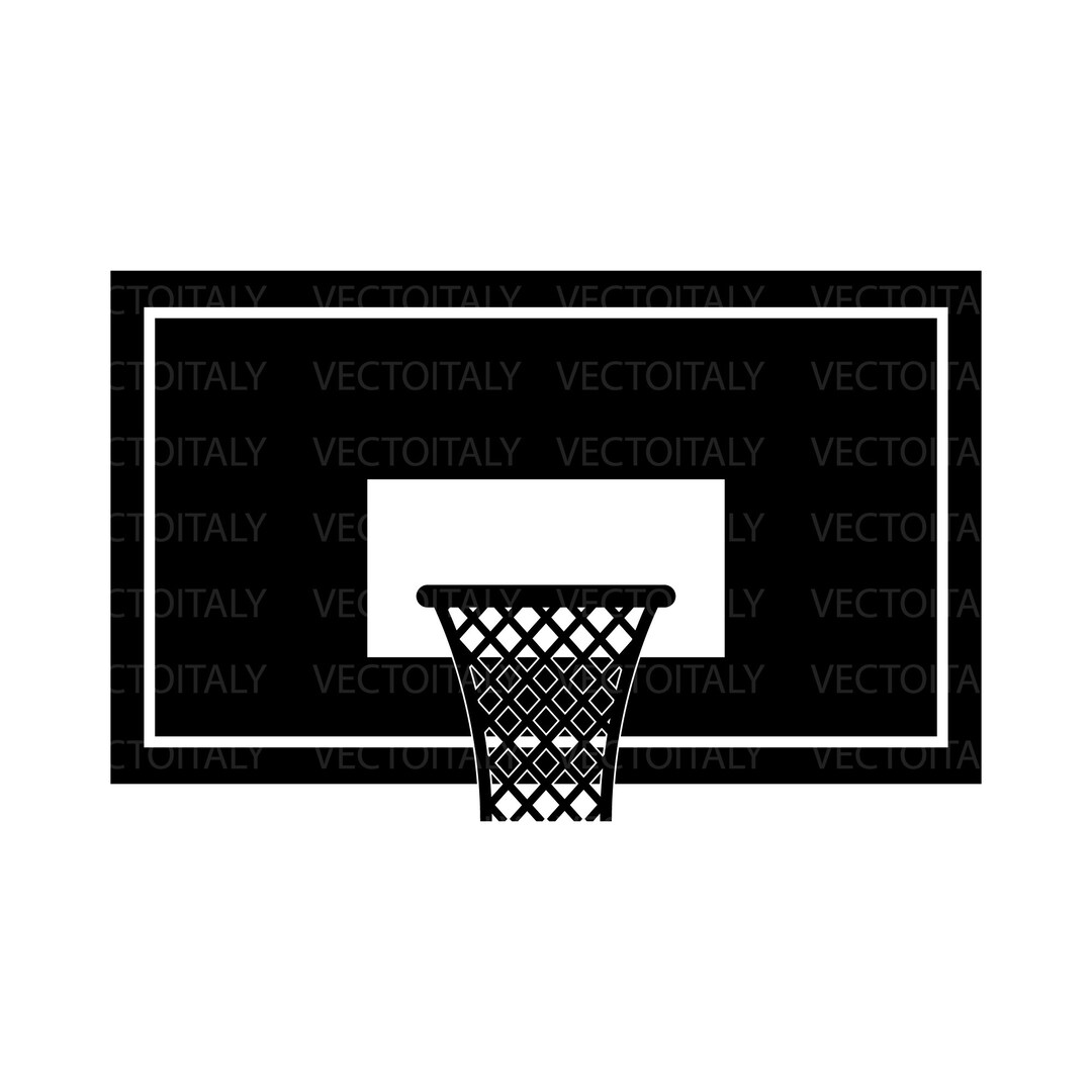 Large Black Bold Basketball Hoop and Back Board Drawing, Change Color ...