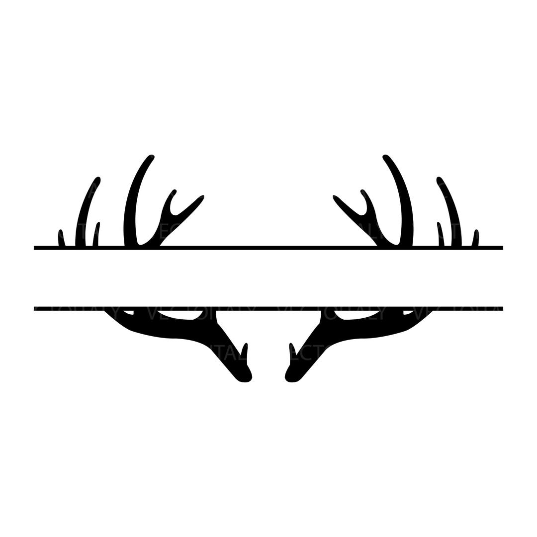 Antler Monogram Svg, Deer Antlers Svg, Split Name Frame Svg. Vector Cut ...