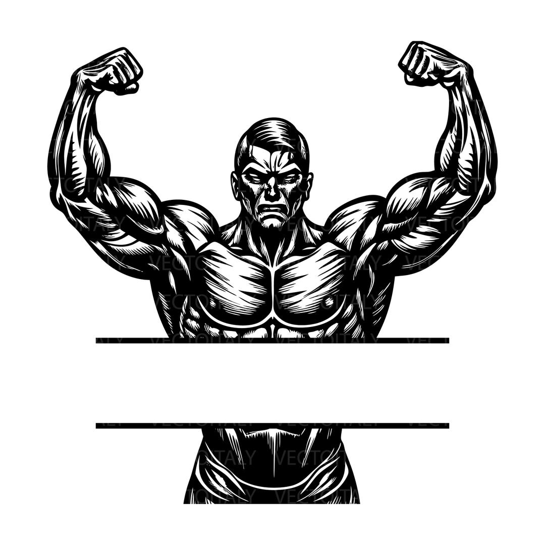 Bodybuilder Monogram Svg, Biceps Svg, Muscle Svg, Gym, Strong Body ...