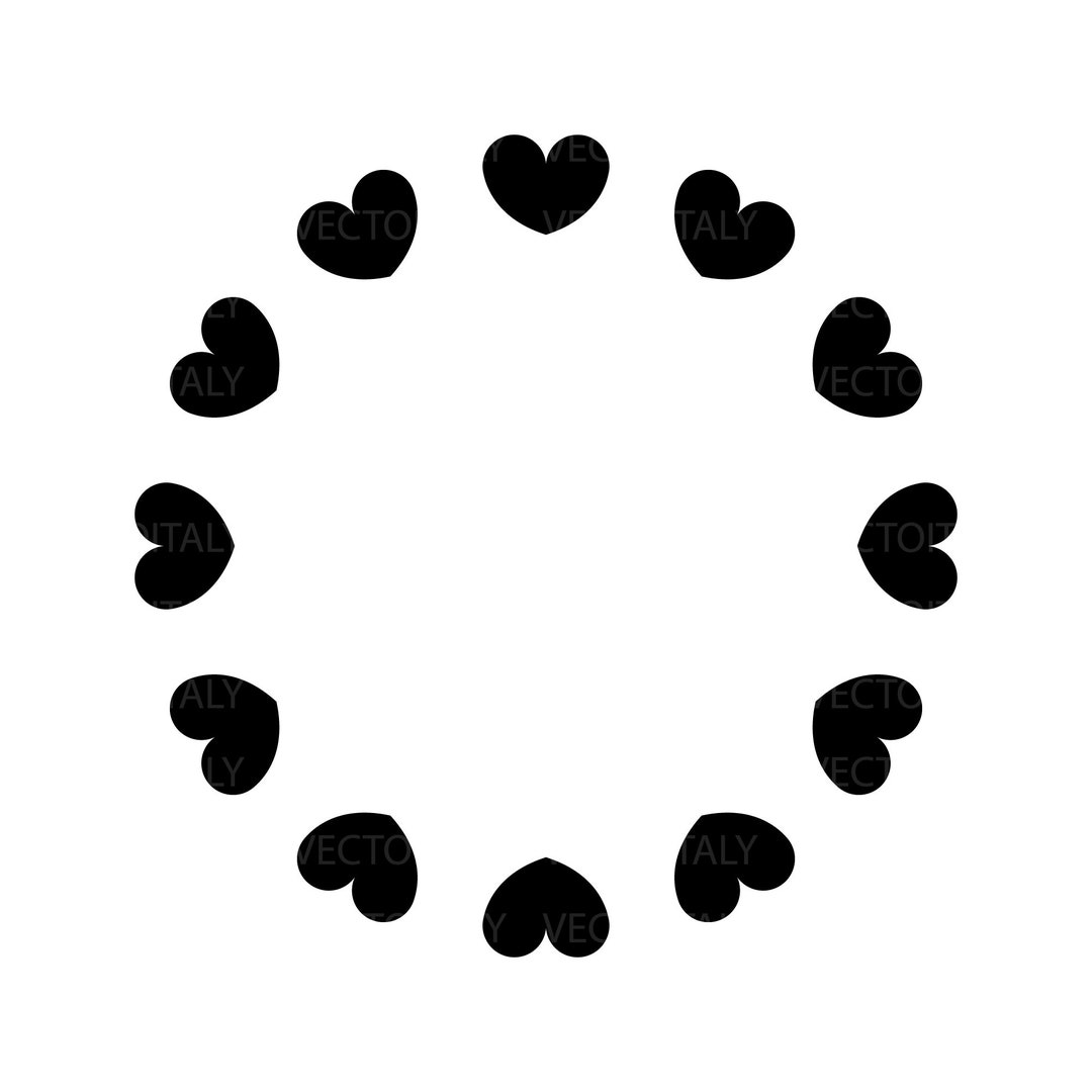 Heart Circle Monogram SVG Files, Heart Circle Monogram Frame Cut Files ...