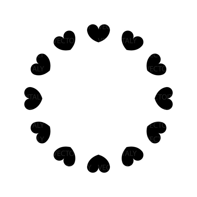 Heart Circle Monogram SVG Files, Heart Circle Monogram Frame Cut Files ...