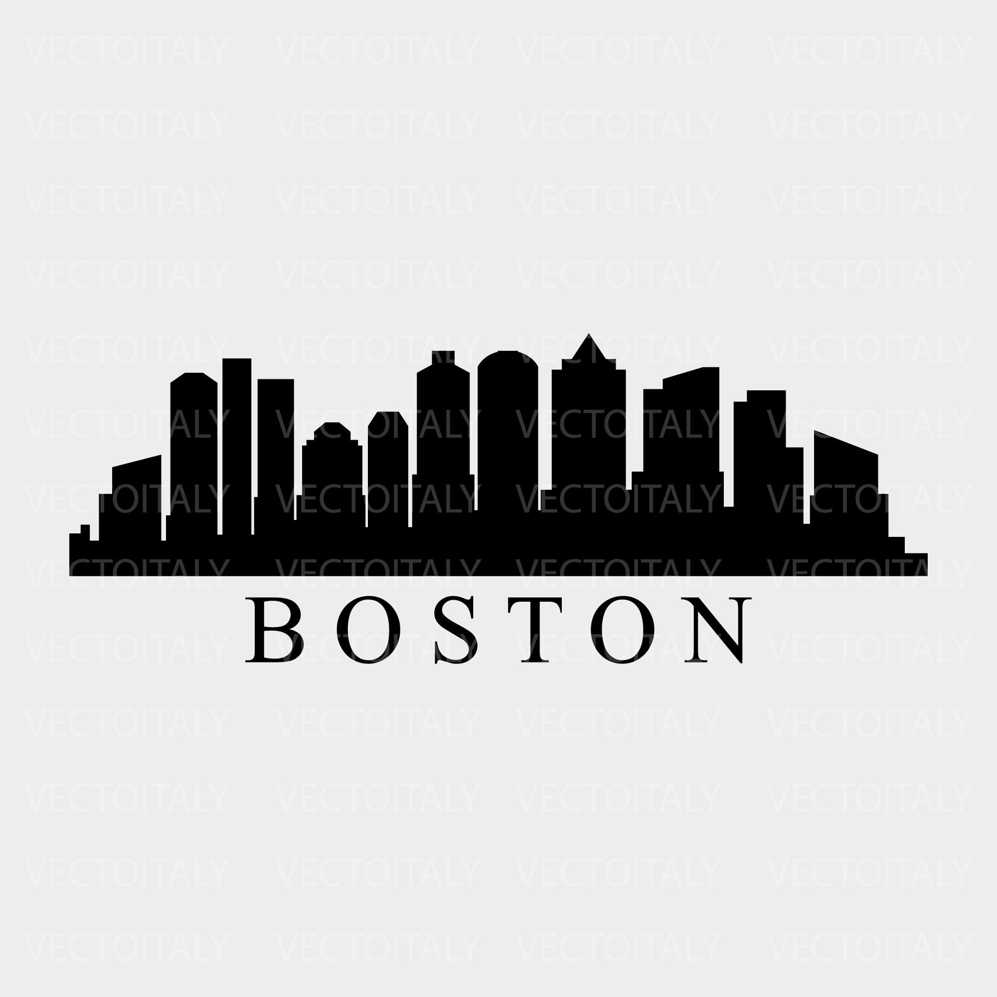 Skyline Boston Illustrated in Vector and Available in SVG - Etsy
