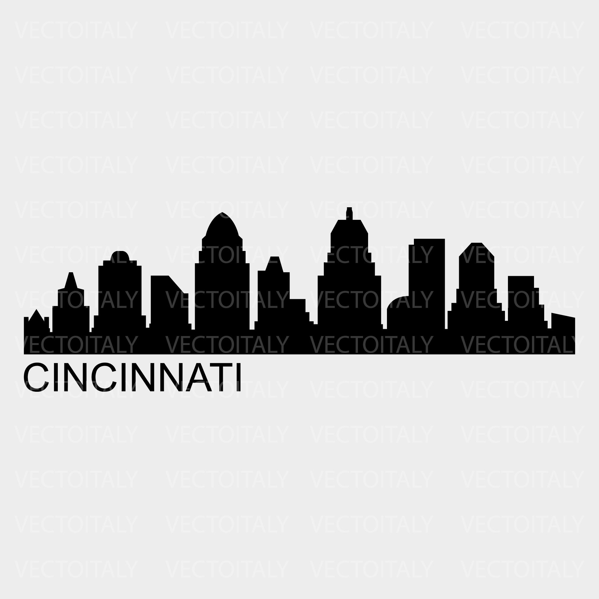 Skyline Cincinnati Illustrated in Vector and Available in SVG - Etsy