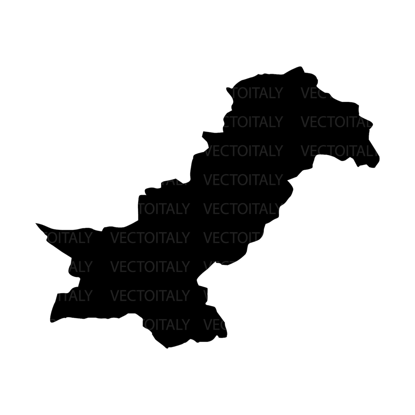 Map of Pakistan, Pakistani Map, Black and White Detailed Solid Line ...