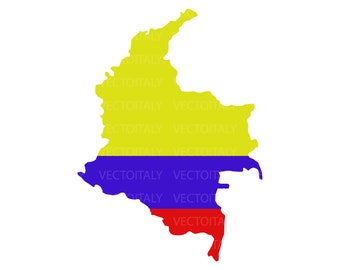 Colombia Map Flag Digital File Download Svg, Png, Eps, Jpg - Etsy