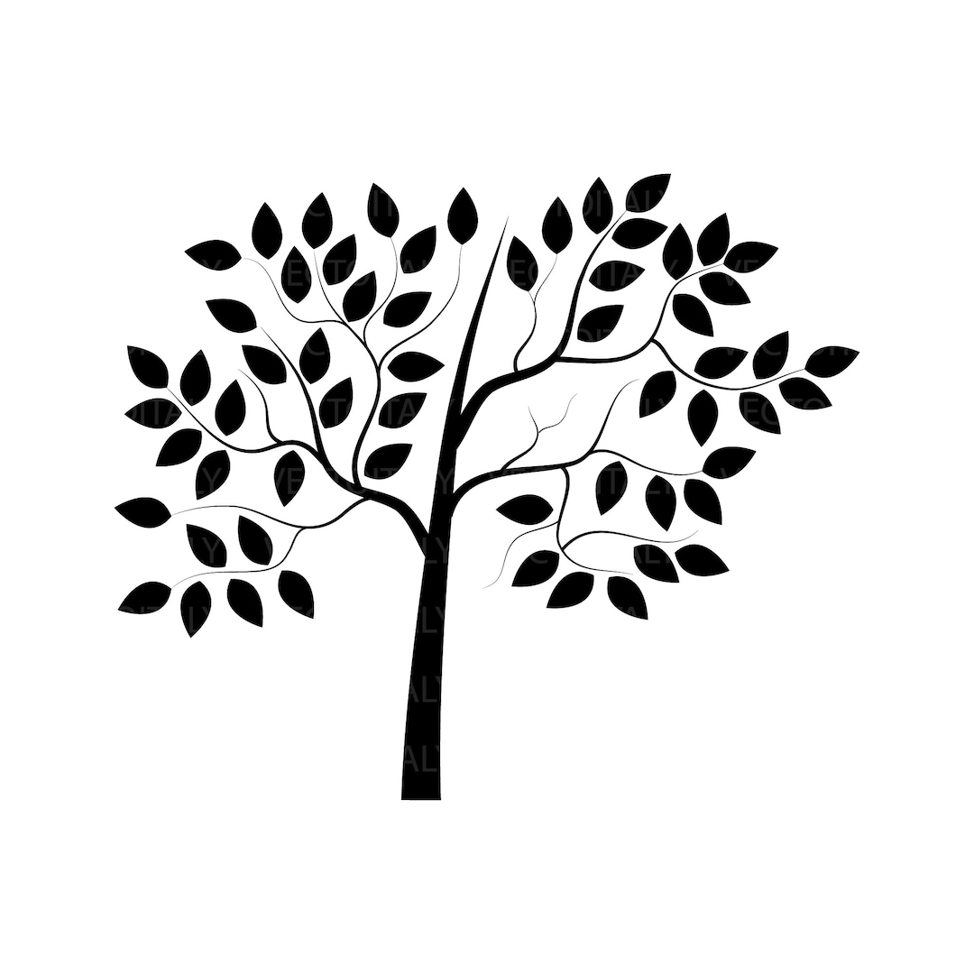 Tree Cut Svg File Wall Sticker Pdf Silhouette Cutting Router Digital ...