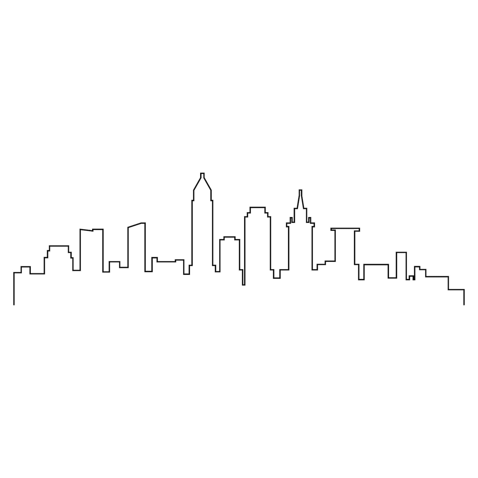 Cleveland Skyline Outline Svg, Pdf, Eps, Jpg, Png. Line City Clipart ...