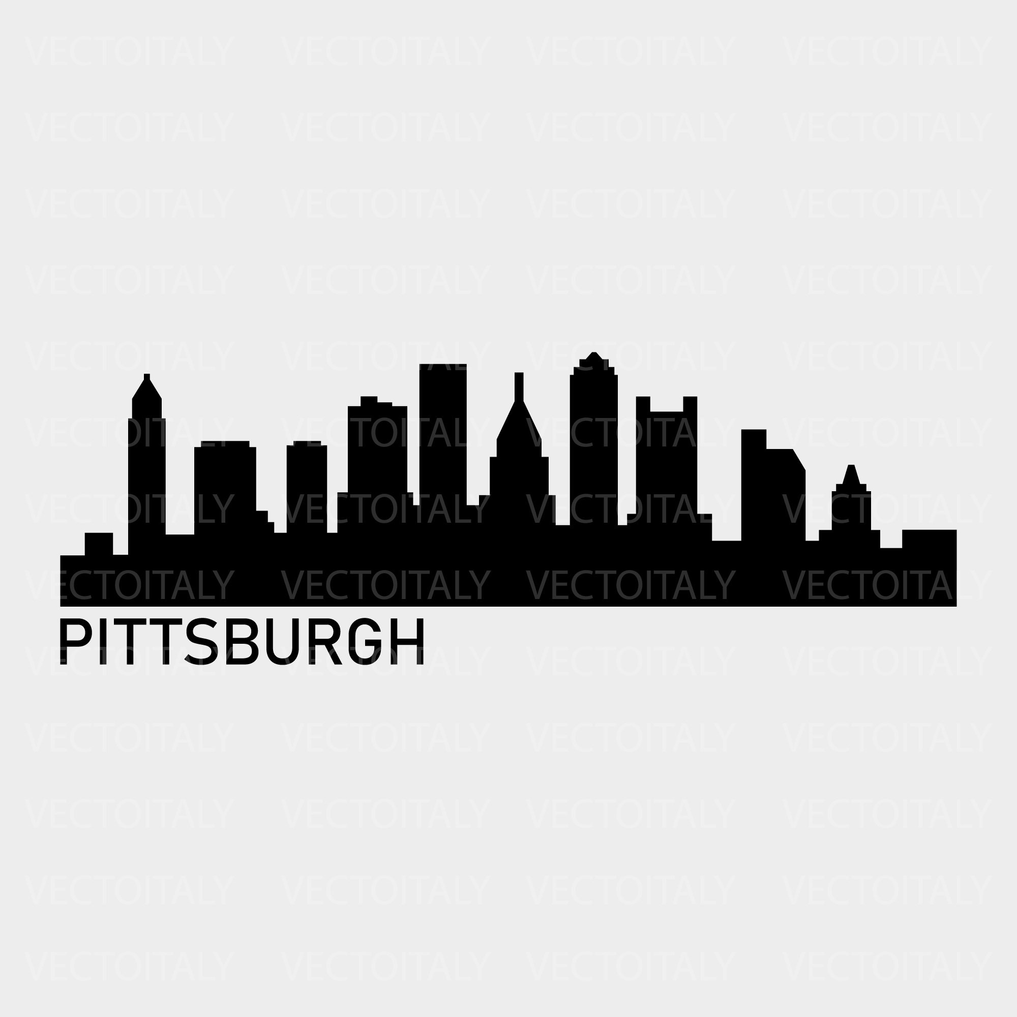 Skyline Pittsburgh Illustrated in Vector and Available in SVG | Etsy