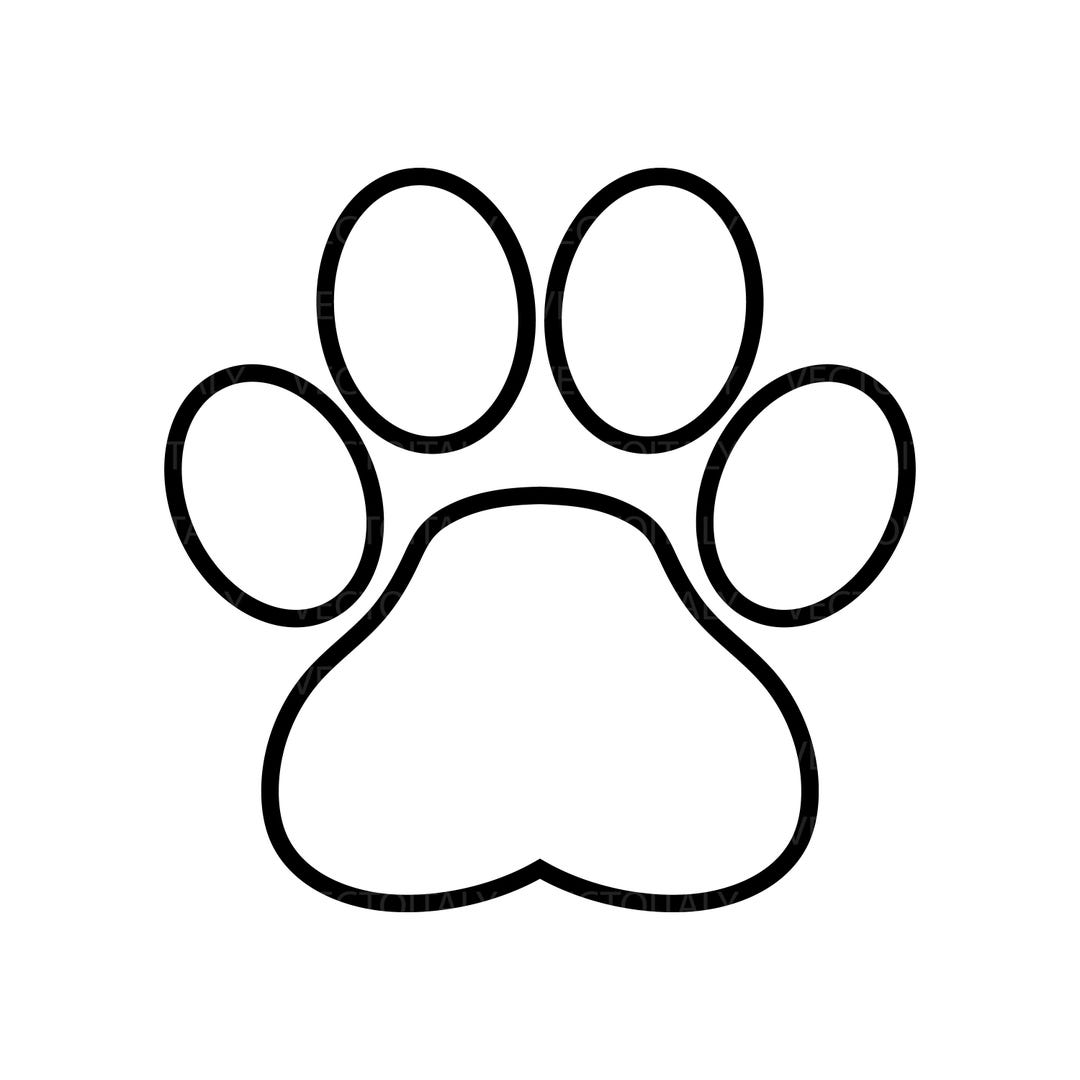 Dog Paw Outline SVG Files, Dog Paw Print Cut Files, Dog Paw Outline ...