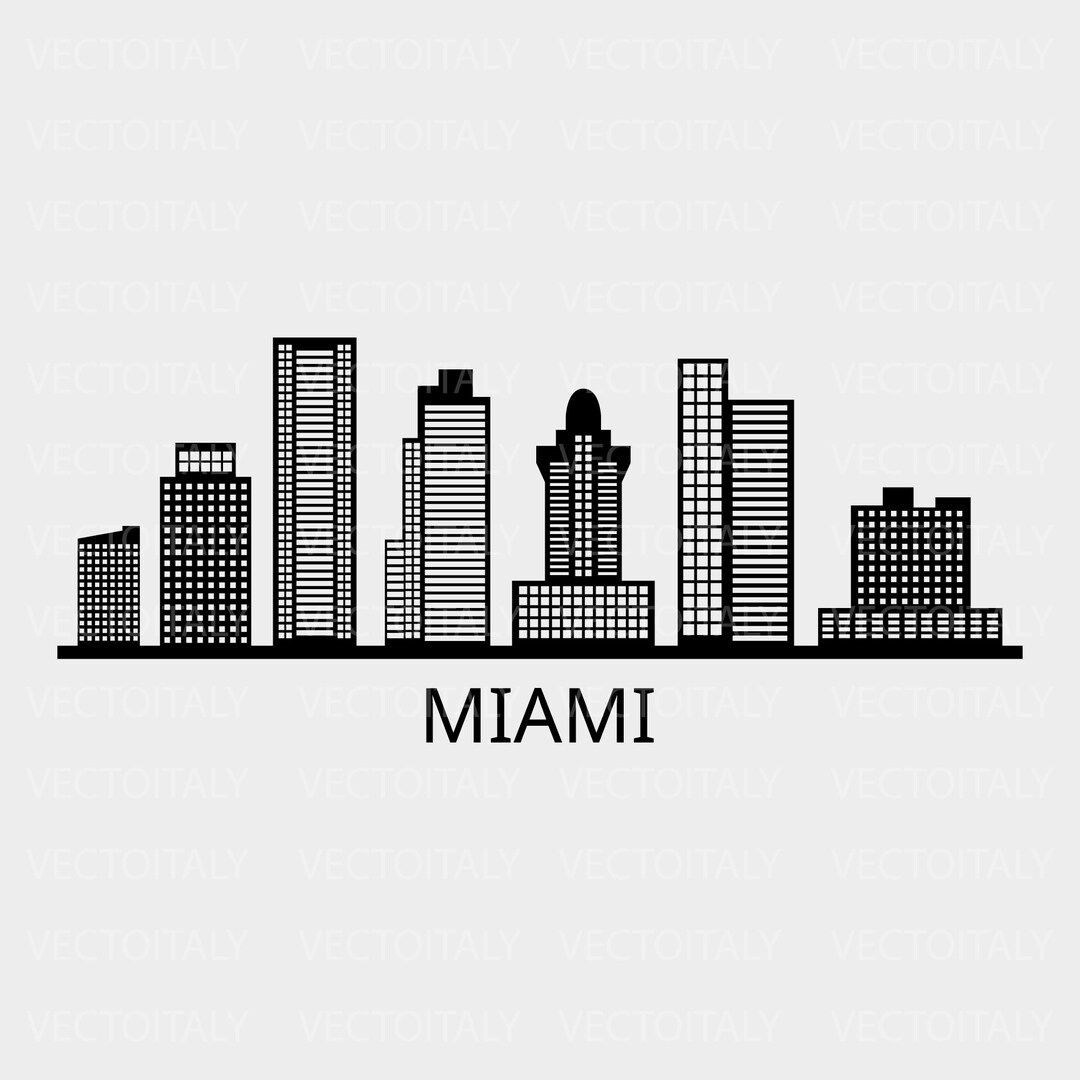 Skyline Miami Illustrated in Vector and Available in SVG, Eps, JPG, Png ...