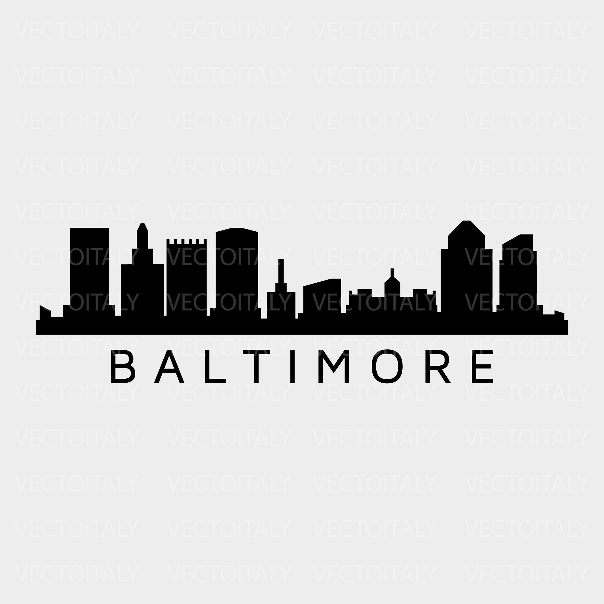 Skyline Baltimore Illustrated in Vector and Available in SVG | Etsy