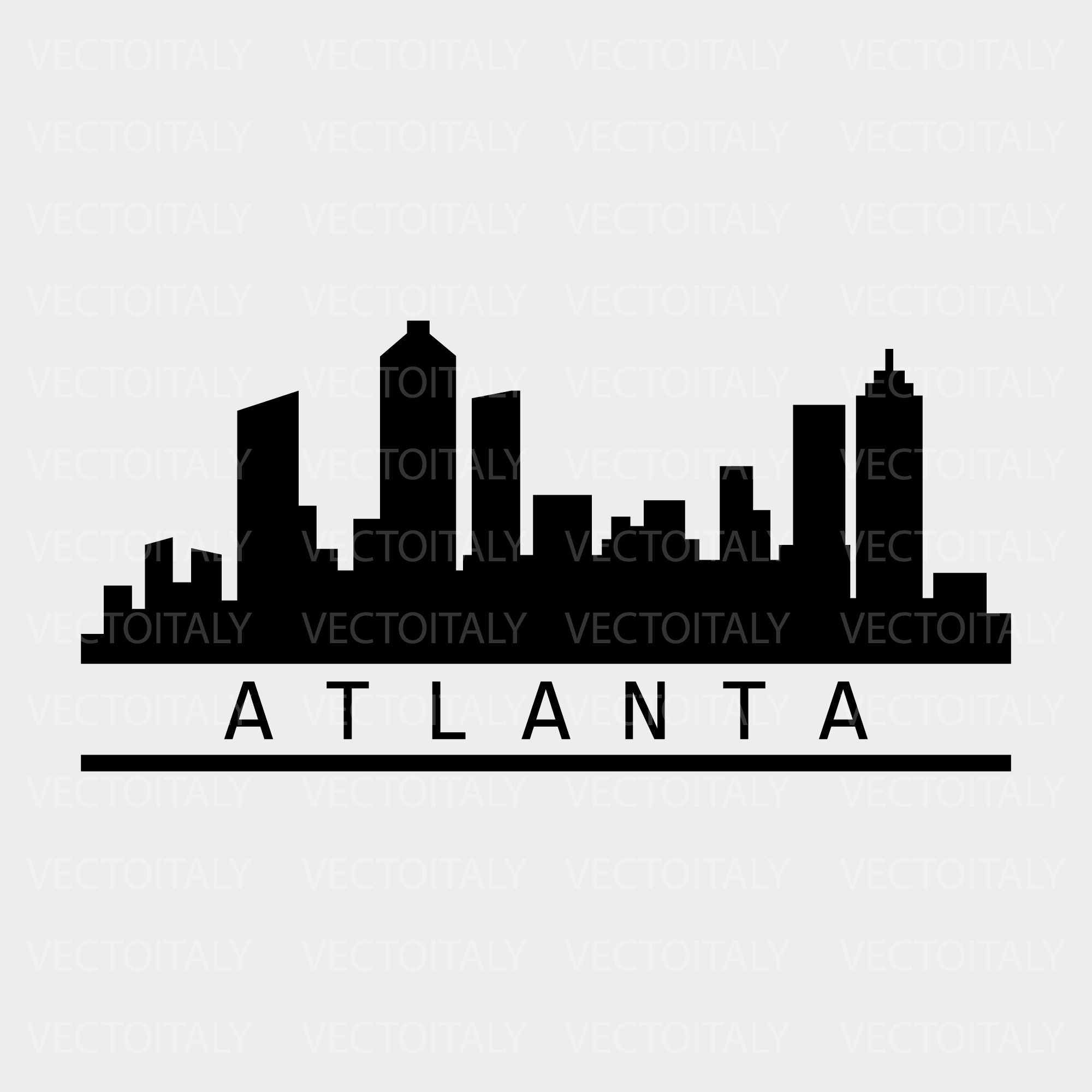 Skyline Atlanta Illustrated in Vector and Available in SVG - Etsy