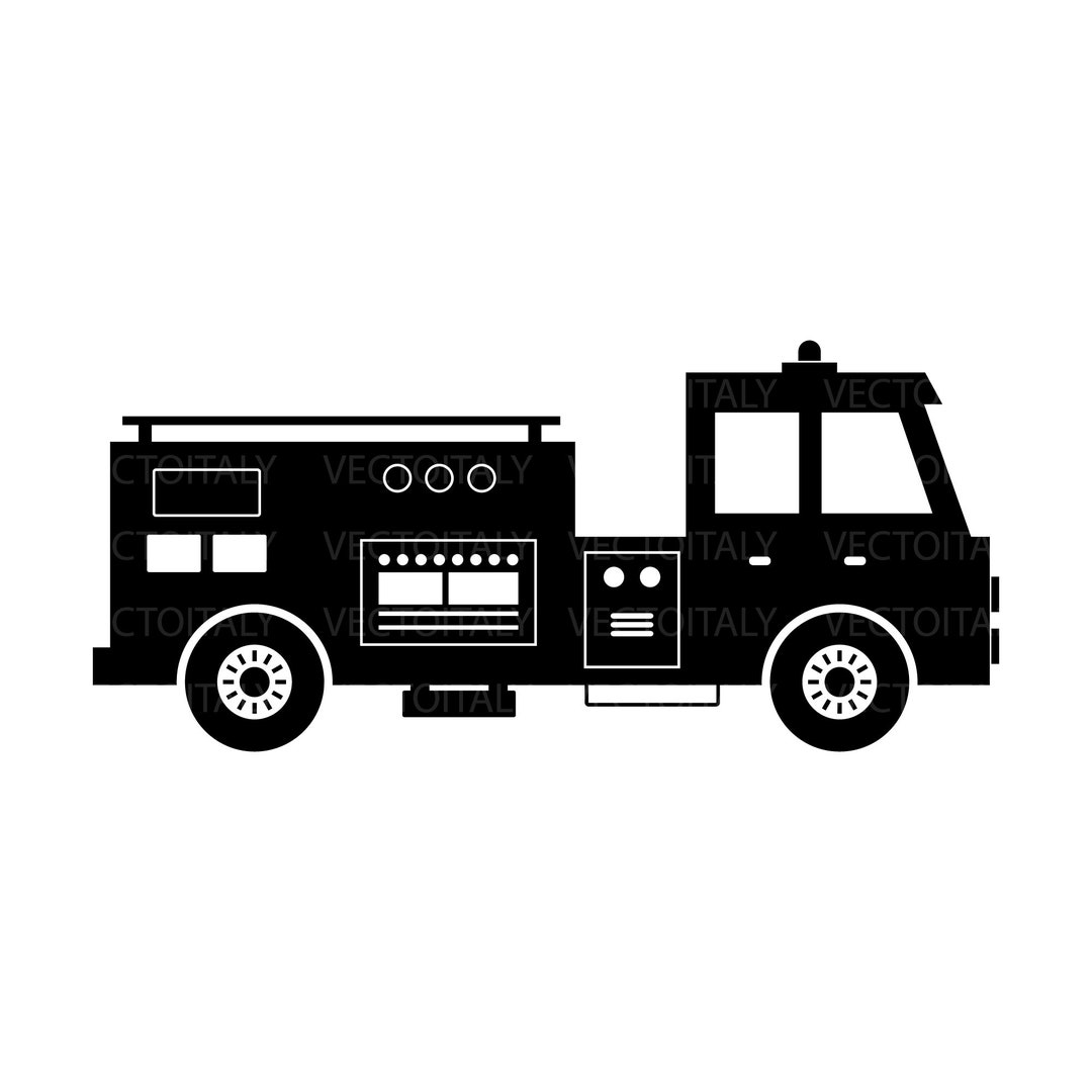 Fire Engine SVG File Cutting Template, Vector Clipart for Commercial ...