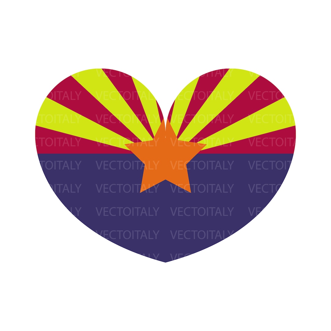 Arizona Heart Flag Svg, Arizona State Flag Svg PNG PDF Cricut Clipart ...