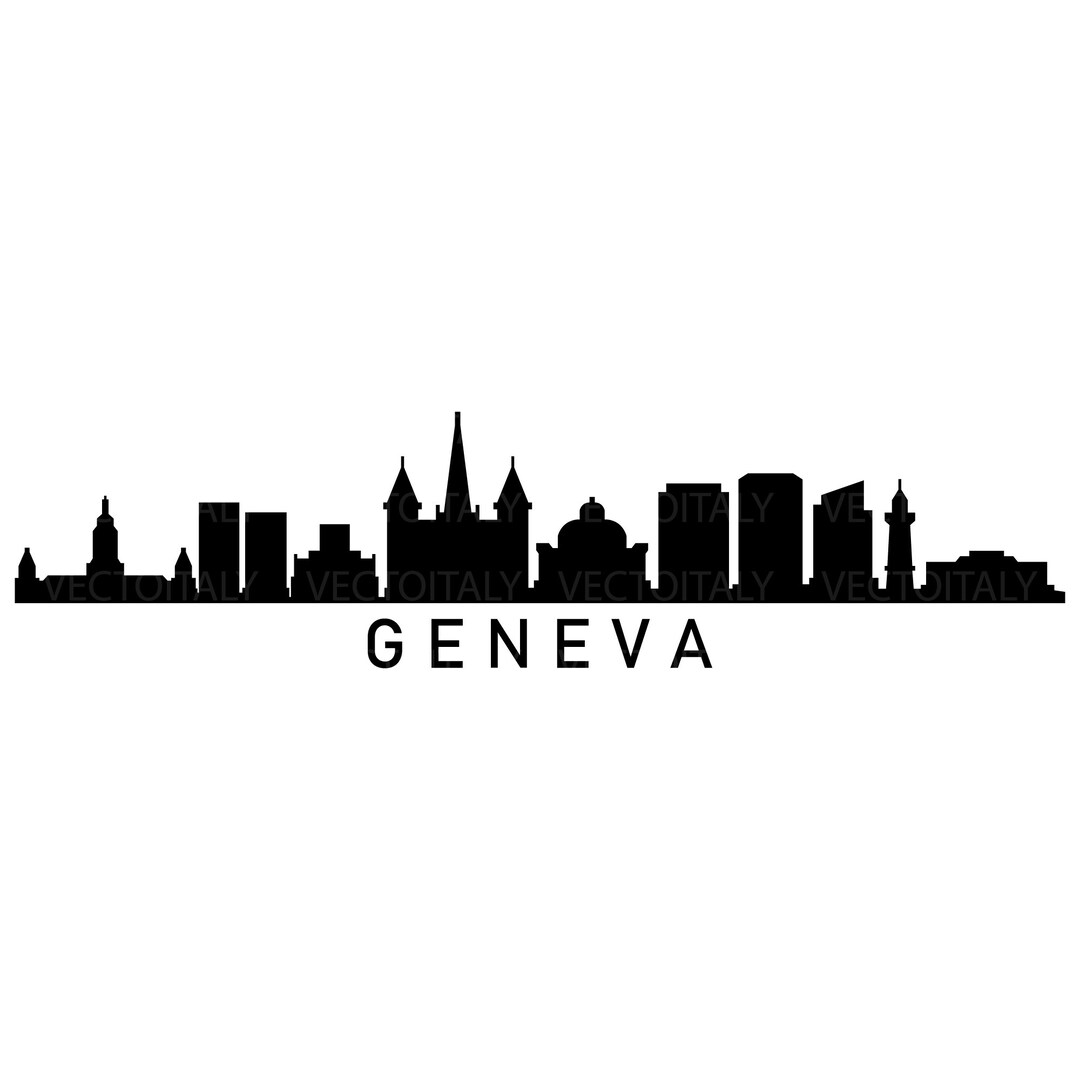 Skyline Geneva Illustrated in Vector and Available in SVG, PDF, Eps ...