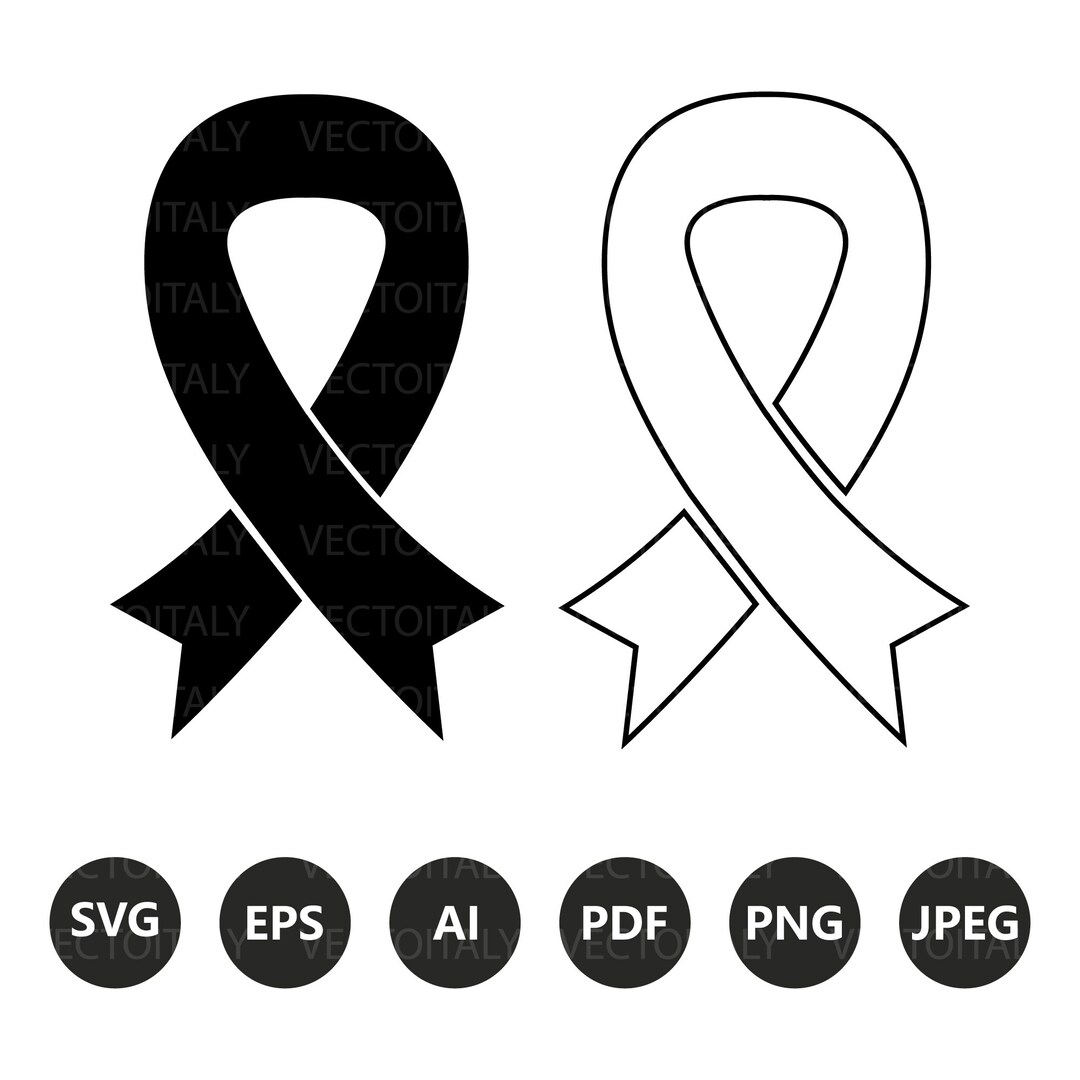 Cancer Ribbon SVG, Ribbon Outline SVG, Awareness Ribbon SVG, Digital ...
