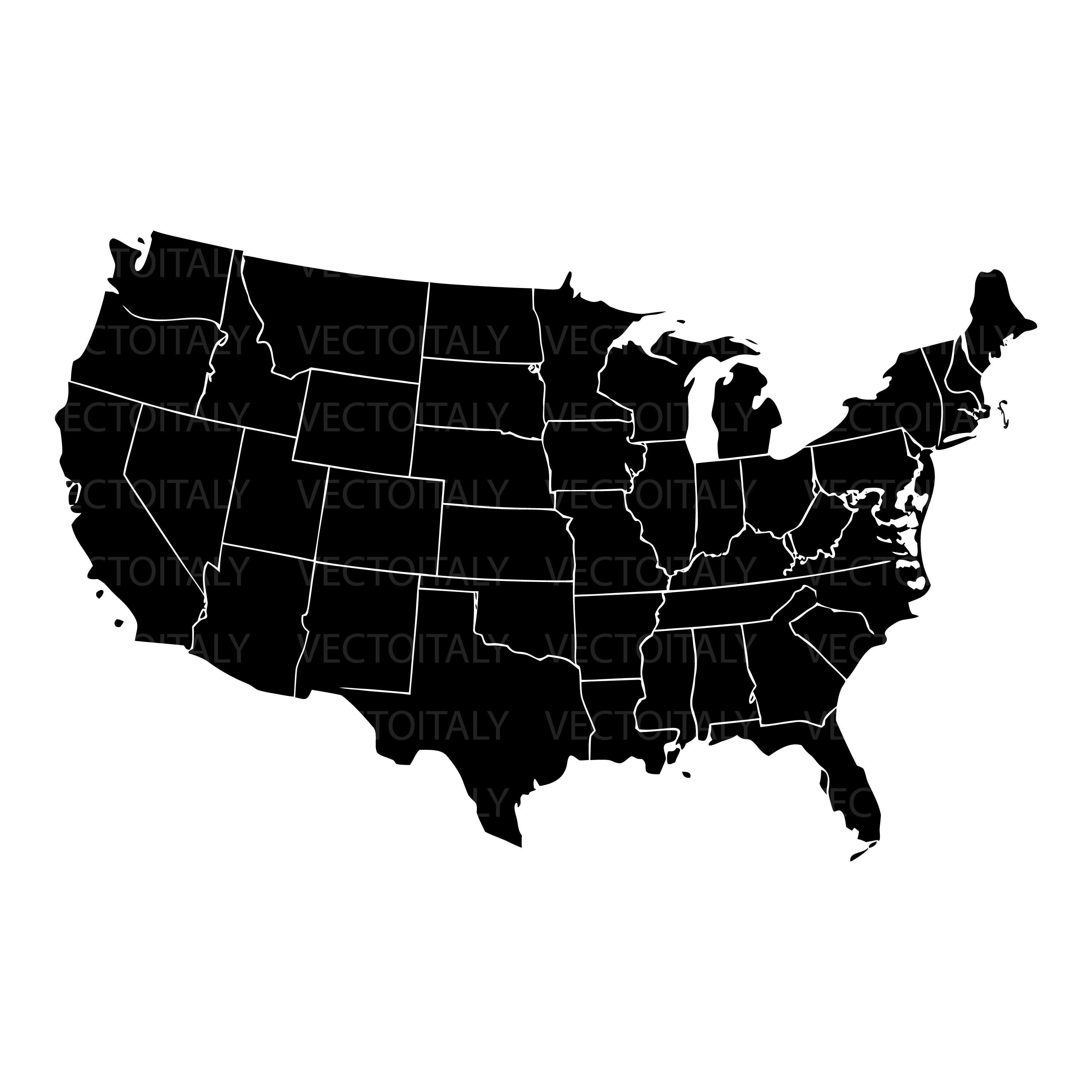 United States Svg | US States Svg Cut Files | United States Map Outline ...