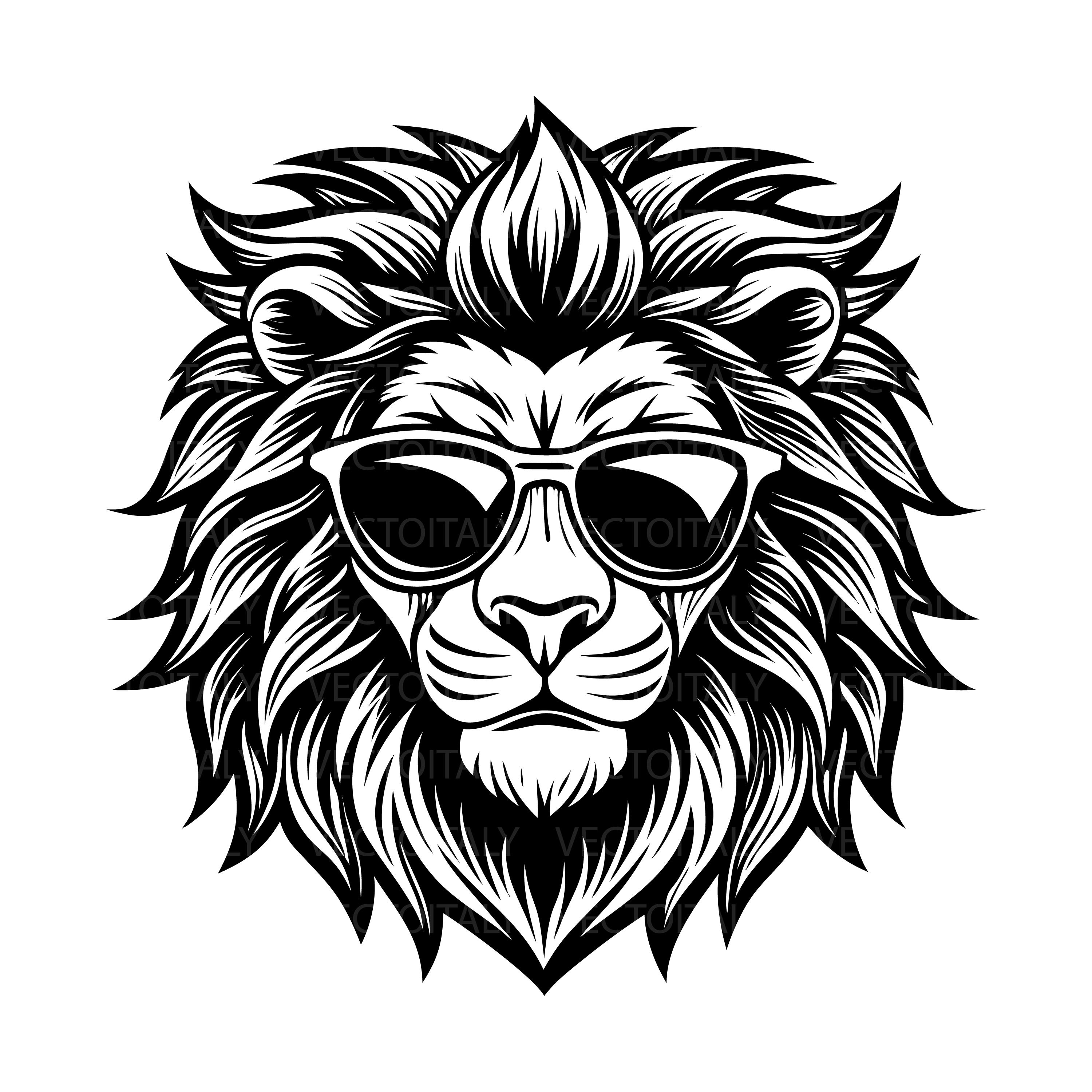 Lion With Sunglasses Svg, Lion Head Svg, Lion Glasses. Vector Cut File ...
