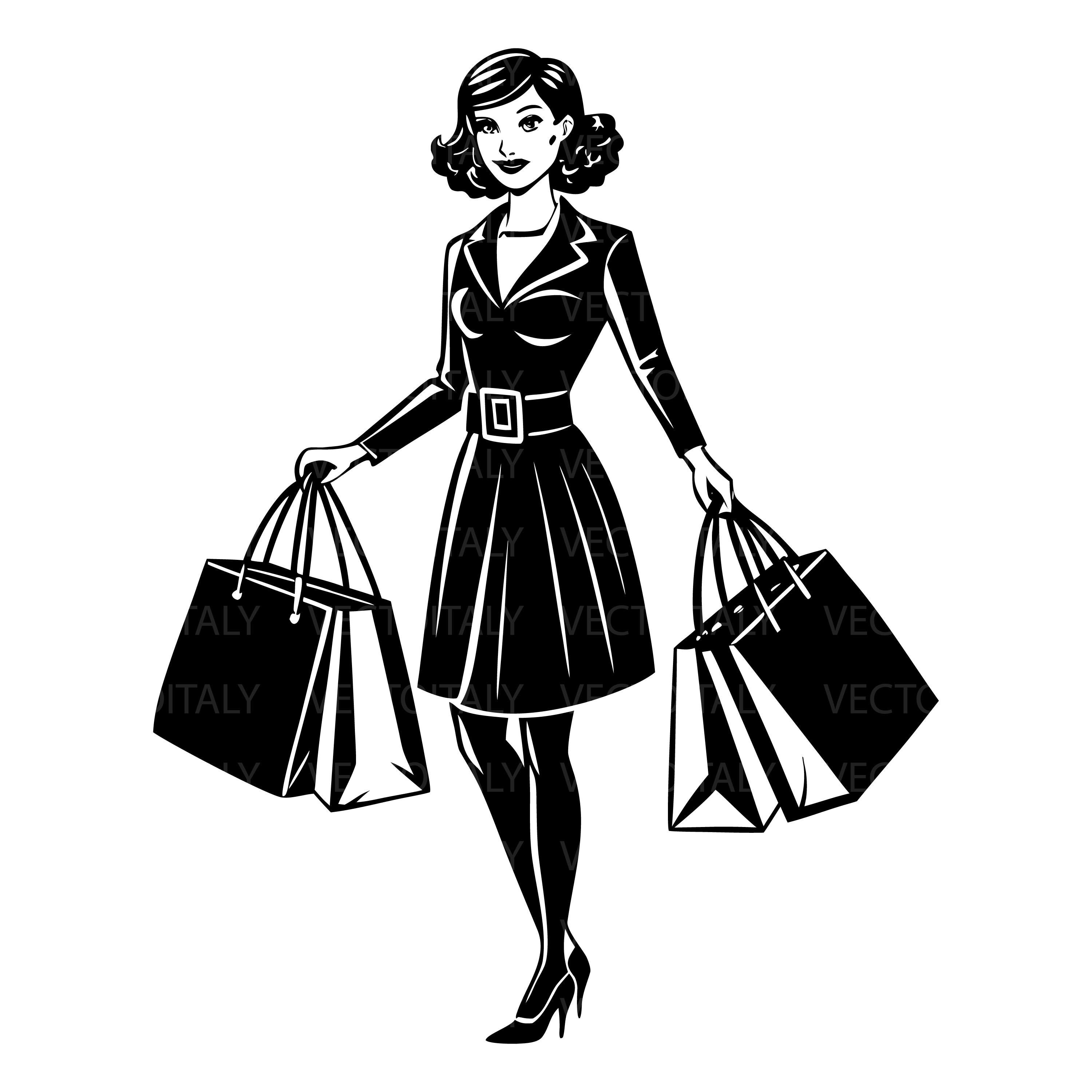Shopping Woman SVG, Woman Shopping SVG, Shopping SVG, Shopping Girl Svg ...