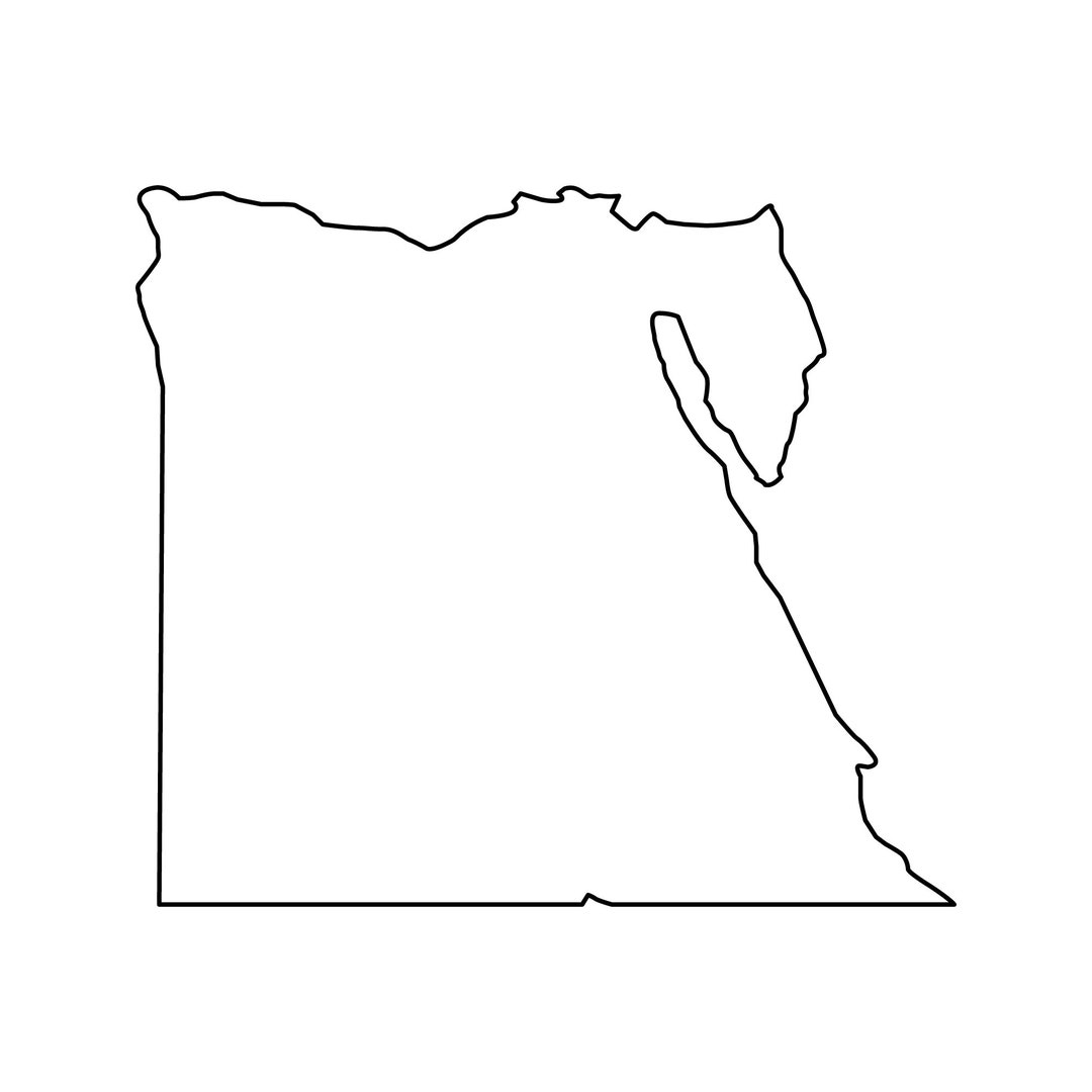 Map of Egypt, Egyptian Map, Black and White Detailed Solid Outline ...
