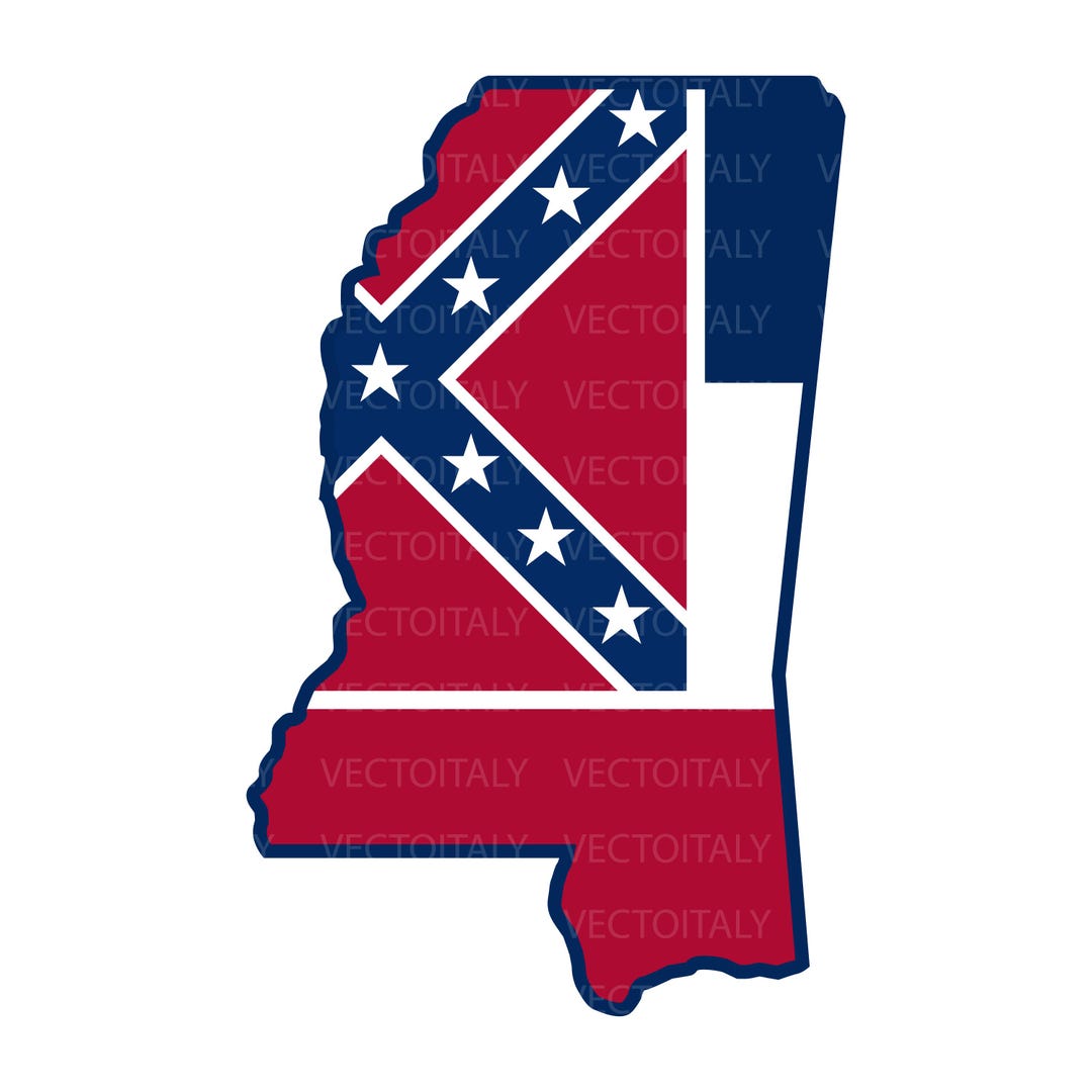 Mississippi Flag State Outline INSTANT DOWNLOAD Vector, Eps, Pdf, Svg ...
