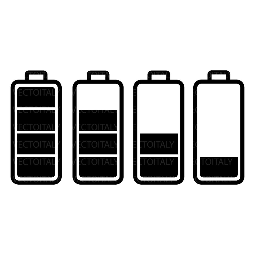 Battery SVG, Battery Life Icons Bundle, Battery Silhouette, Vector Cut ...