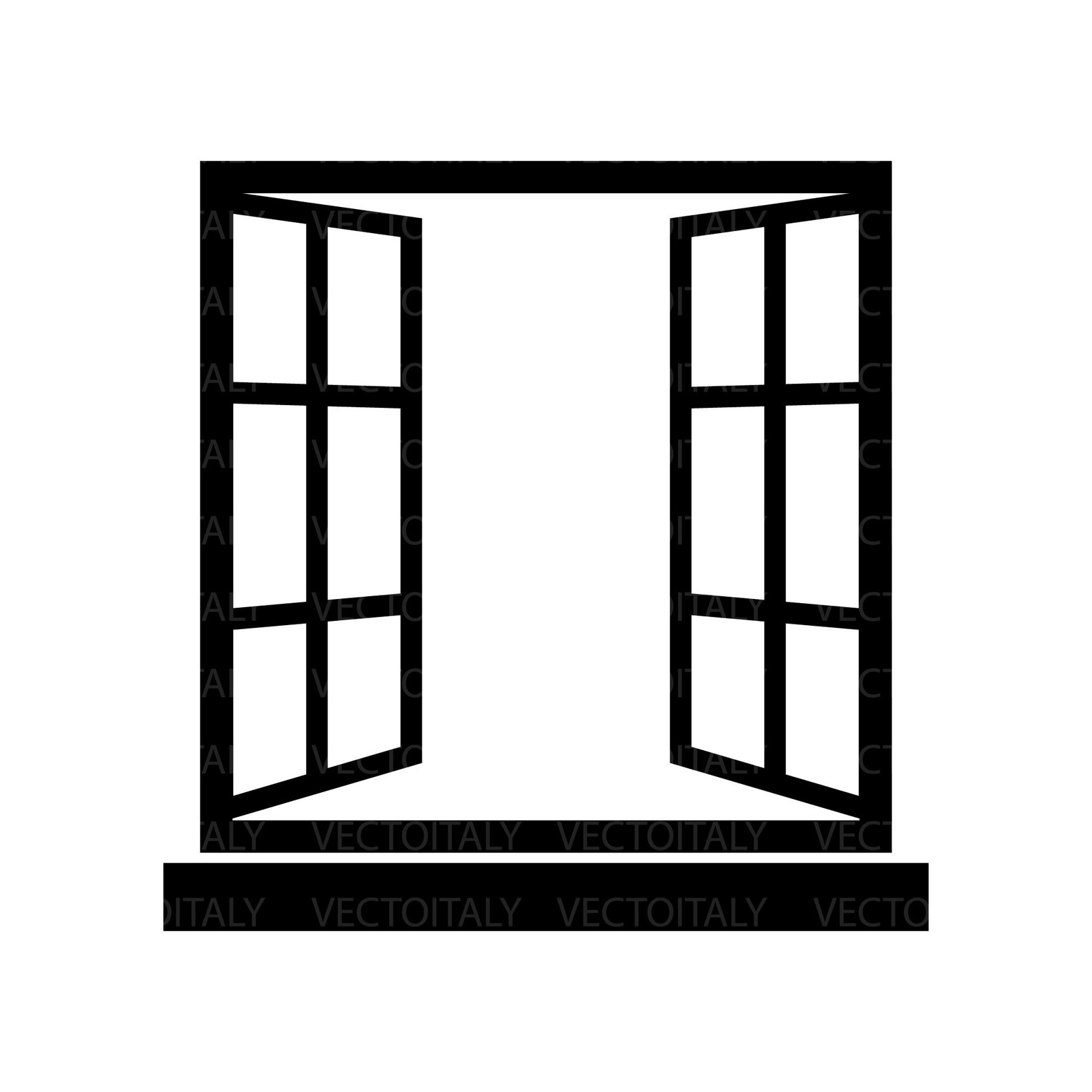 Opened Window SVG File, Opened Window PDF, Opened Window Png, Open ...