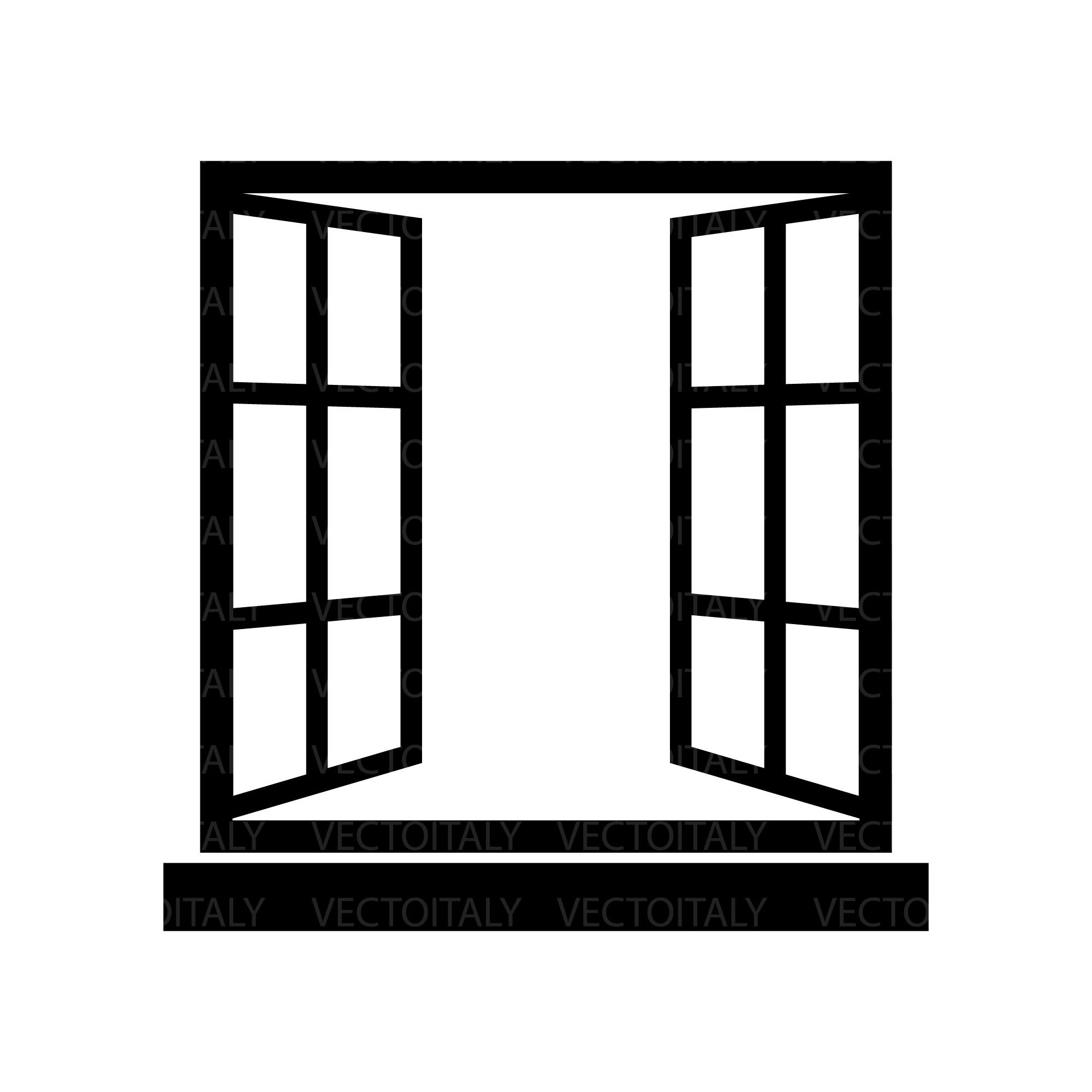 Opened Window SVG File, Opened Window PDF, Opened Window Png, Open ...