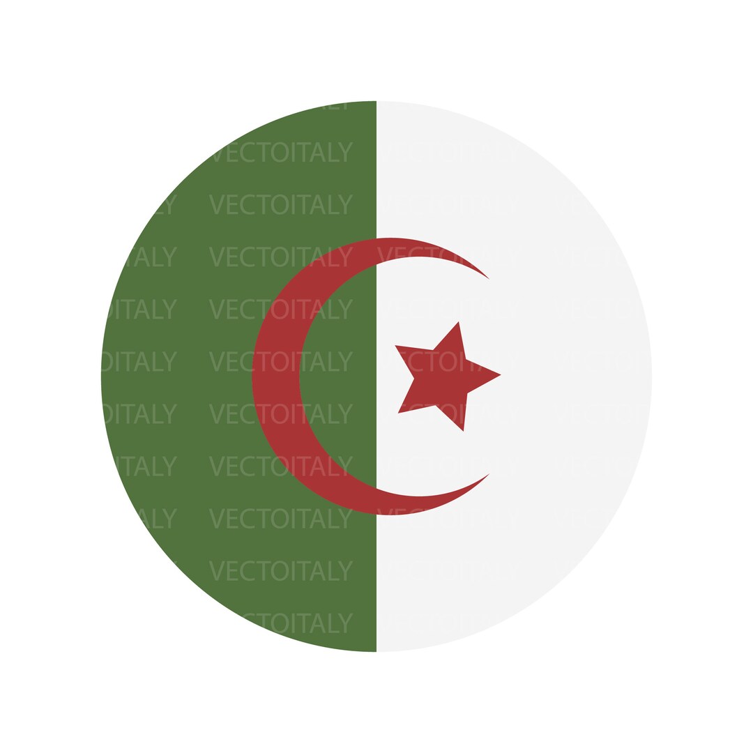 Algeria Round Flag SVG Algerian Circular Banner, National Circle Button ...
