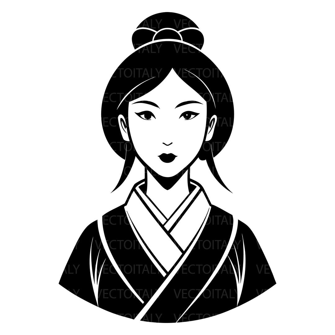 Traditional Asian Woman SVG - Chinese Japanese Woman Silhouette Clip ...