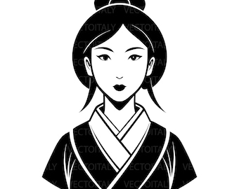 Traditional Asian Woman SVG - Chinese Japanese Woman Silhouette Clip ...