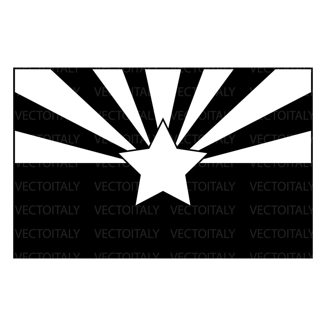 Arizona Flag Silhouette SVG File | Black and White AZ State Flag SVG ...
