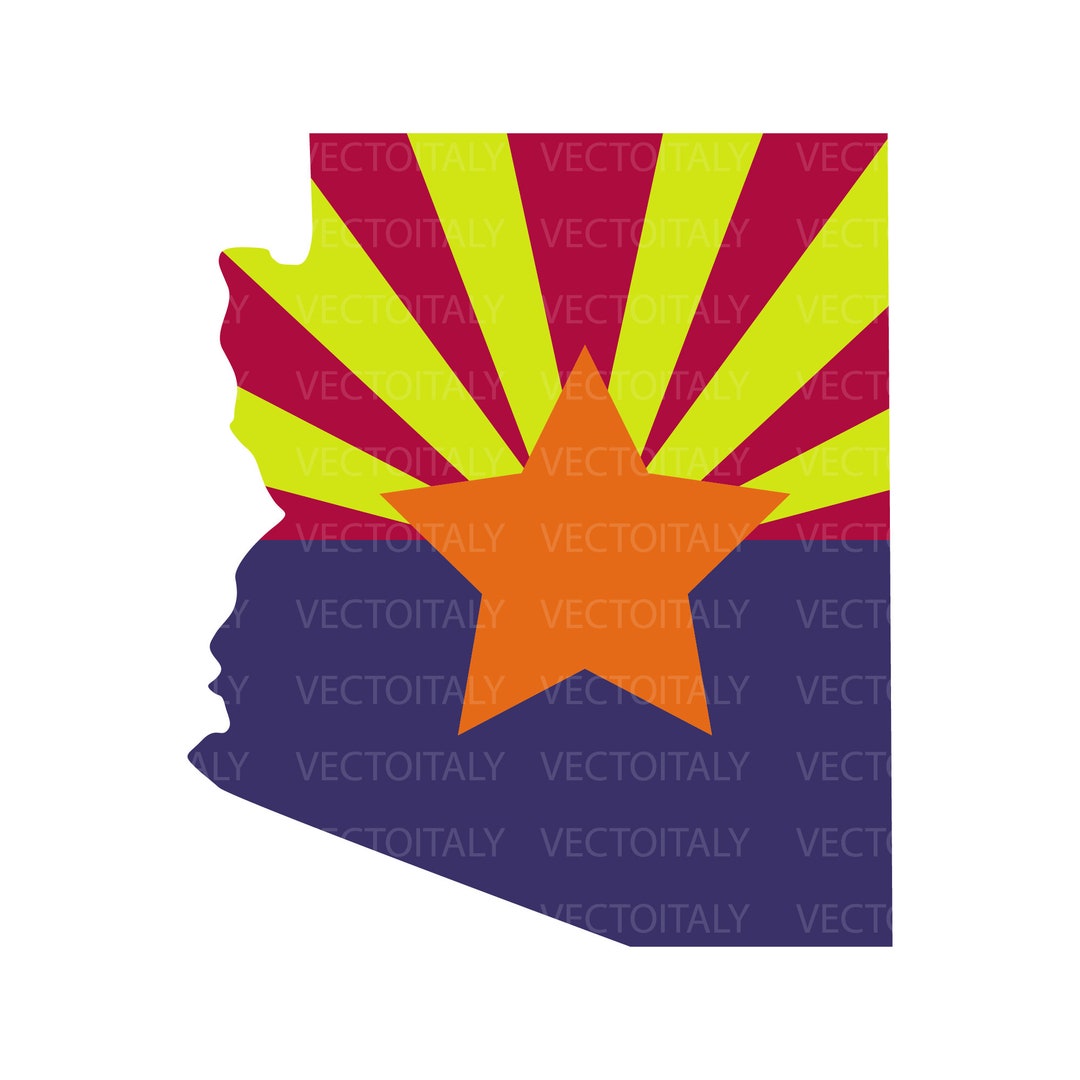 Arizona Map State Flag SVG Files, Arizona Flag Cut Files, United States ...