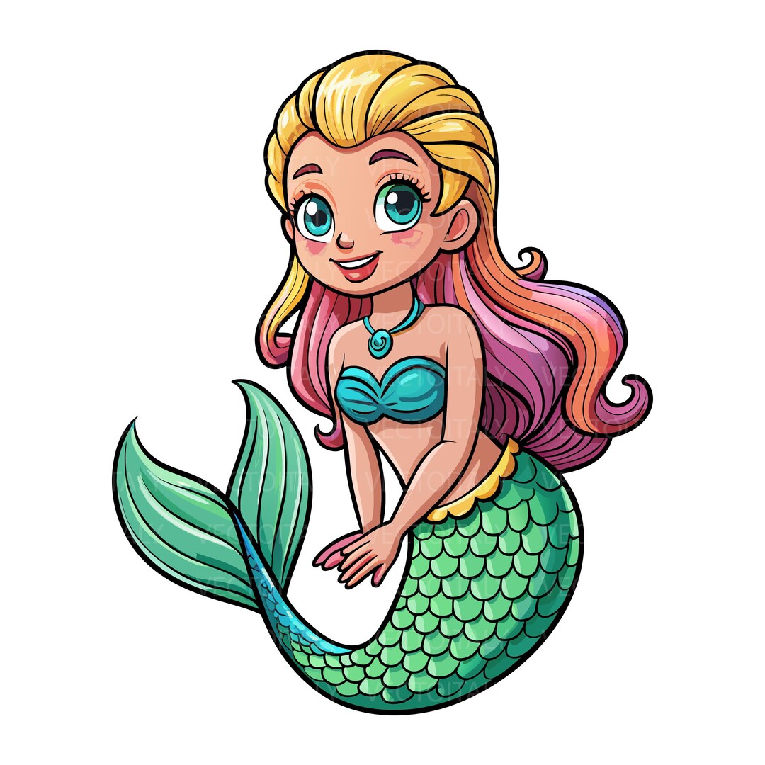Cute Sitting Mermaid Clip Art. Svg Cut Files. Personal and Commercial ...